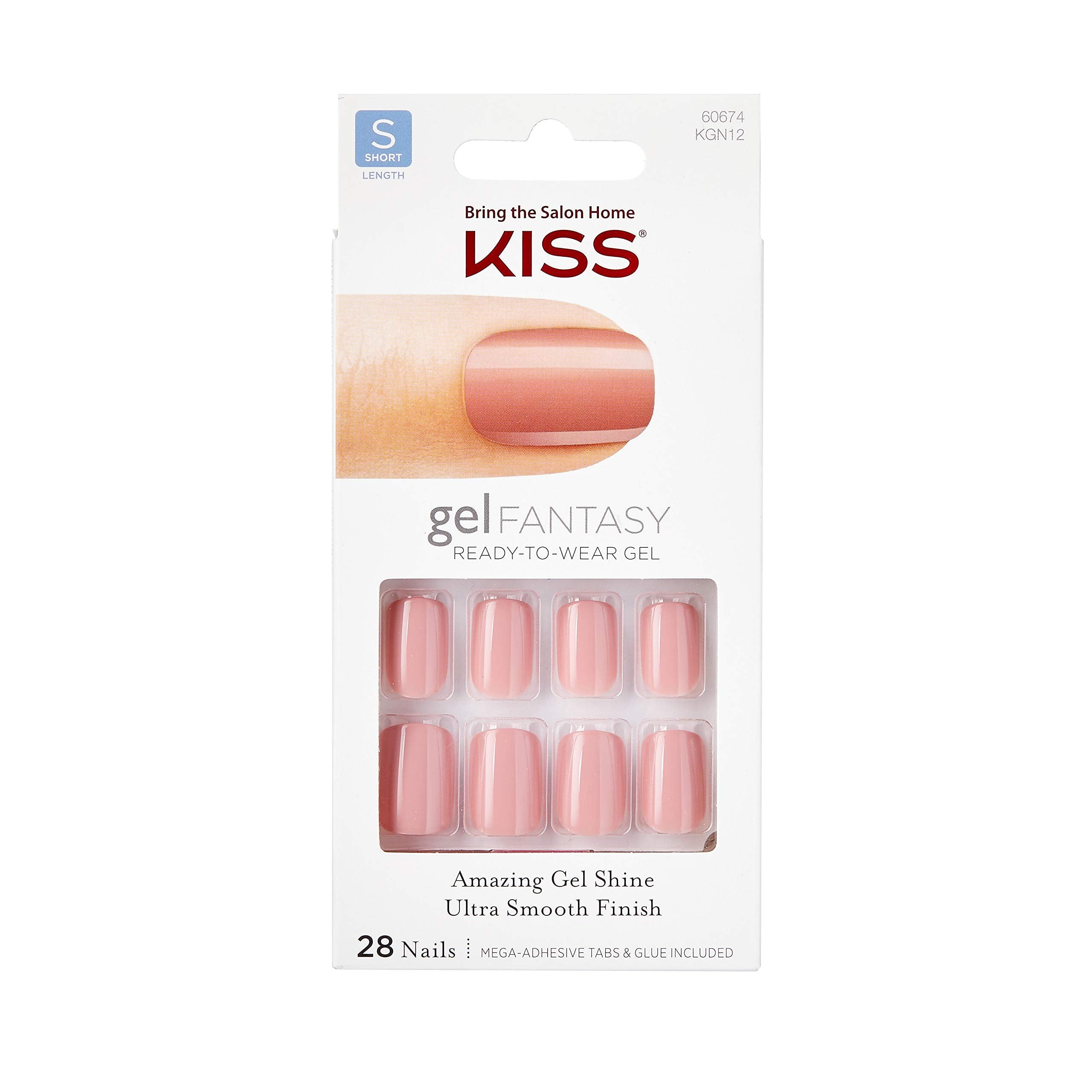 Kiss Nails GEL FANTASY Short Design Nails w/Adhesive Tabs & Glue (KGN12 ...