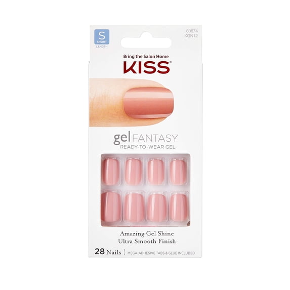 Kiss Nails GEL FANTASY Short Design Nails w/Adhesive Tabs & Glue (KGN12 ...