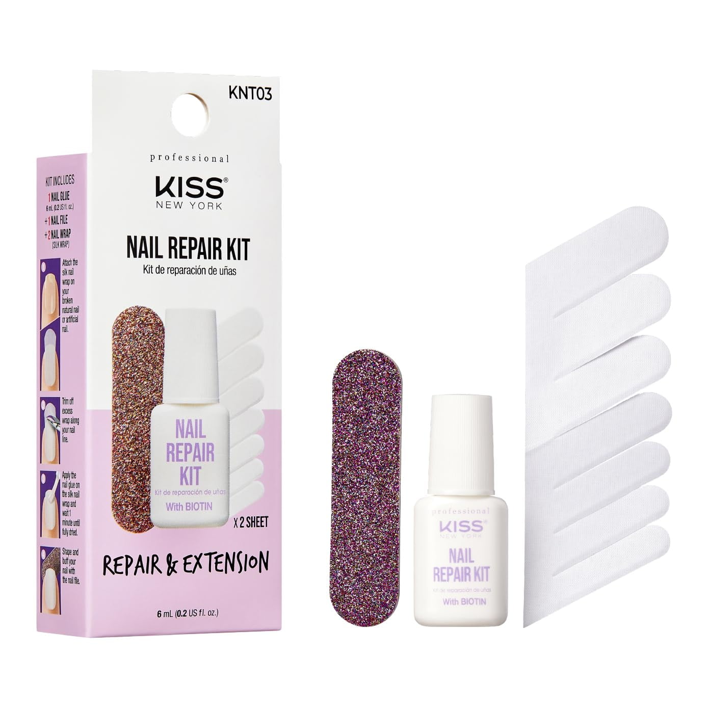 Kiss New York Nail Repair Kit for Damage Nails, Broken Cracked and Weak ...