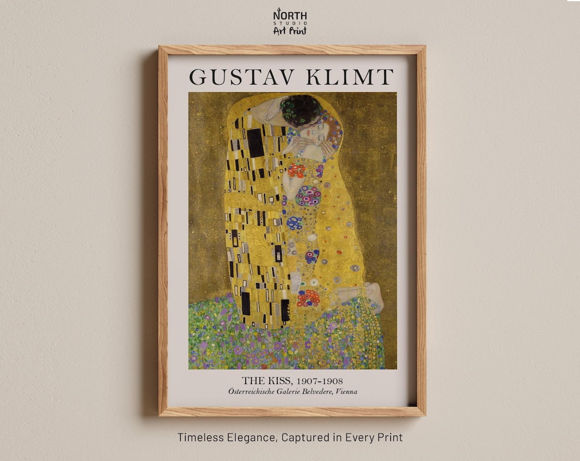 The Kiss Print, Gustav Klimt Romantic Artwork, Art Nouveau Gold Print, Famous Lovers Painting ...