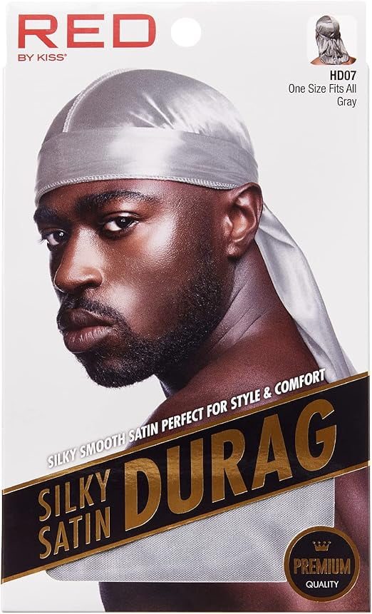 Kiss Red Durag Silky Satin Gray Extra Long Tails, 1 Ea, 2 Pack ...