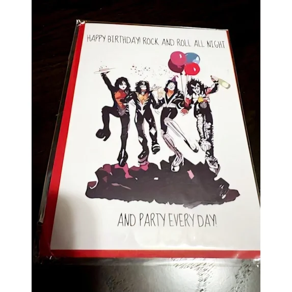 Kiss Rock And Roll And Party Every Day Cartoon Birthday Card~~5"X7 ...