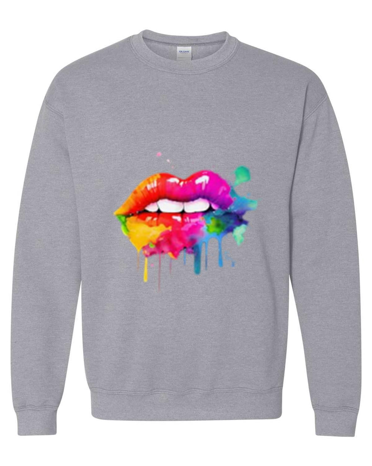 Kiss Rock Band Retro Music Lover Red Lips Fan Art Design Sweatshirt ...