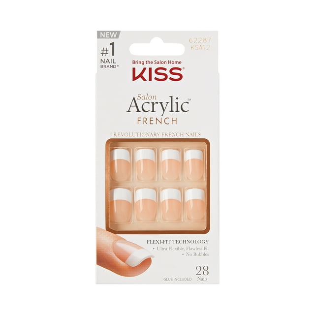 KISS Salon French Nail Kit - Rumour Mill, Acrylic Nails with Mini File ...