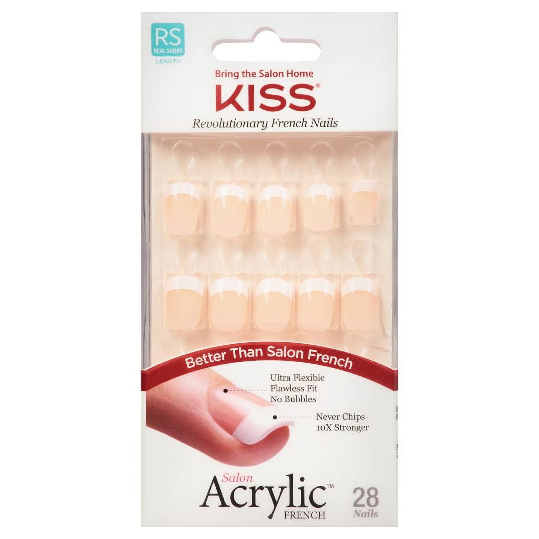 Kiss Salon Acrylic French Nail Kit Real Short Length, Power Play 1.0 ea ...
