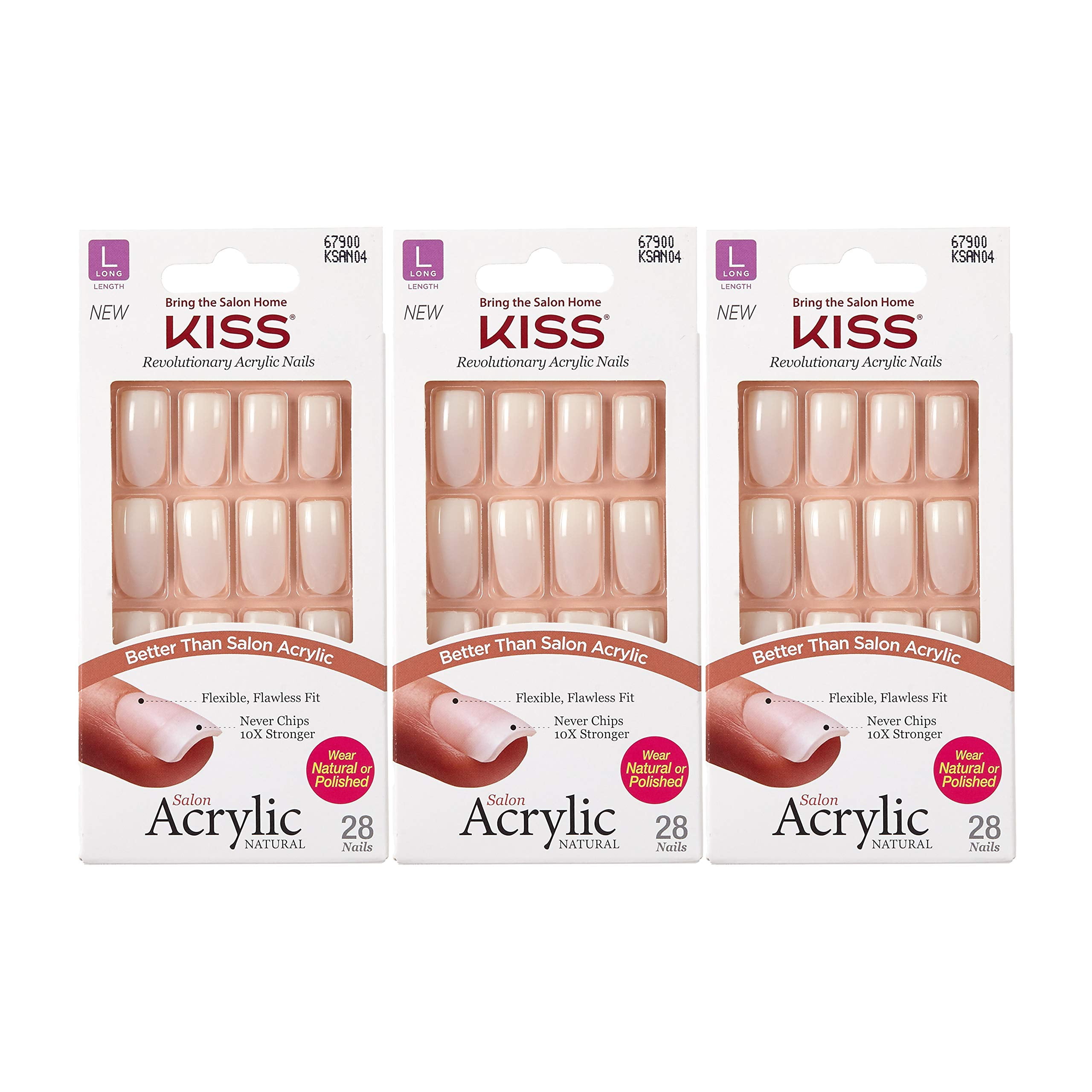 Kiss Salon Acrylic Natural Nails Ksan (3 Pack, Ksan04) - Walmart.com