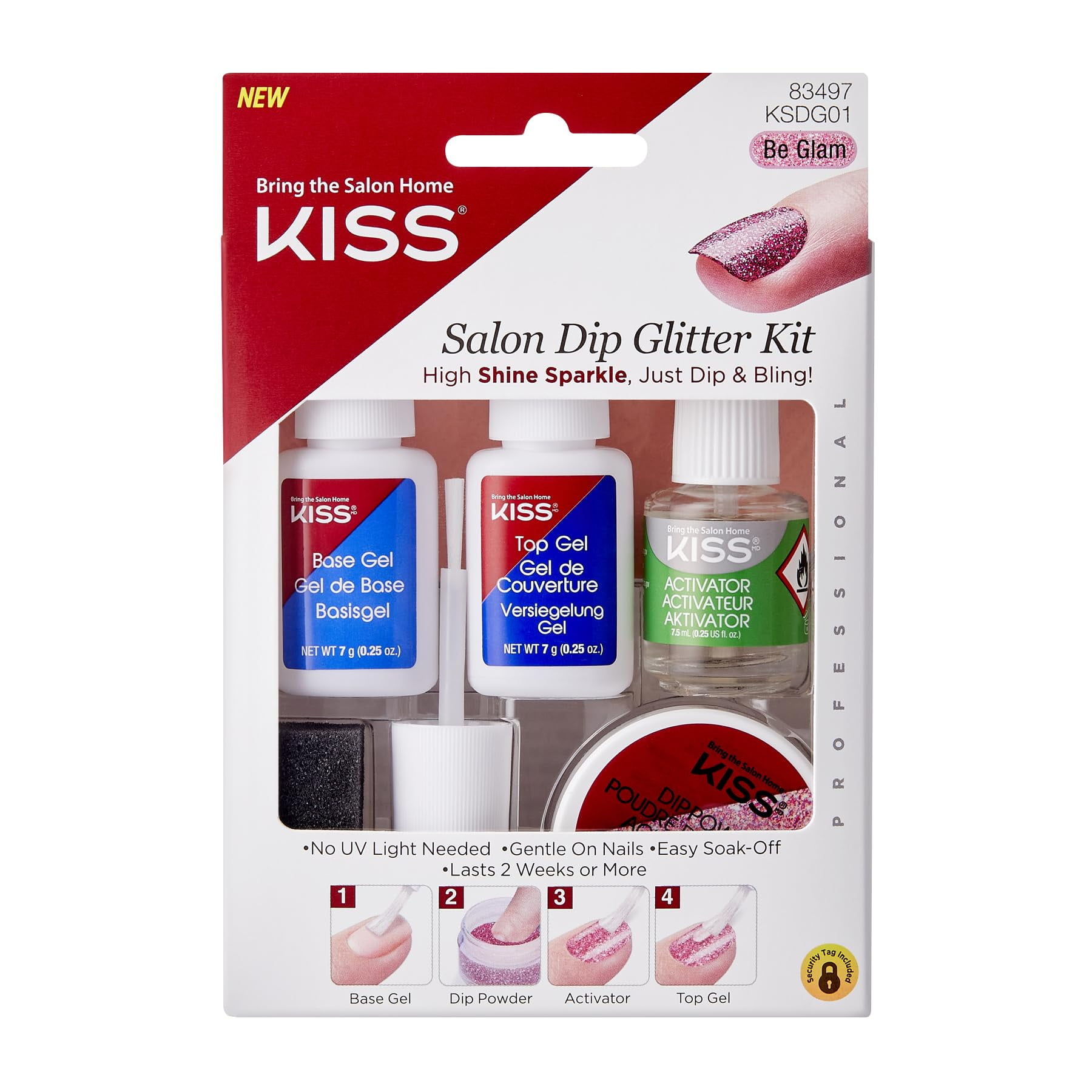 Kiss Salon Dip Glitter Kit – ,Be Glam,, No Uv Light Needed, Gentle On ...