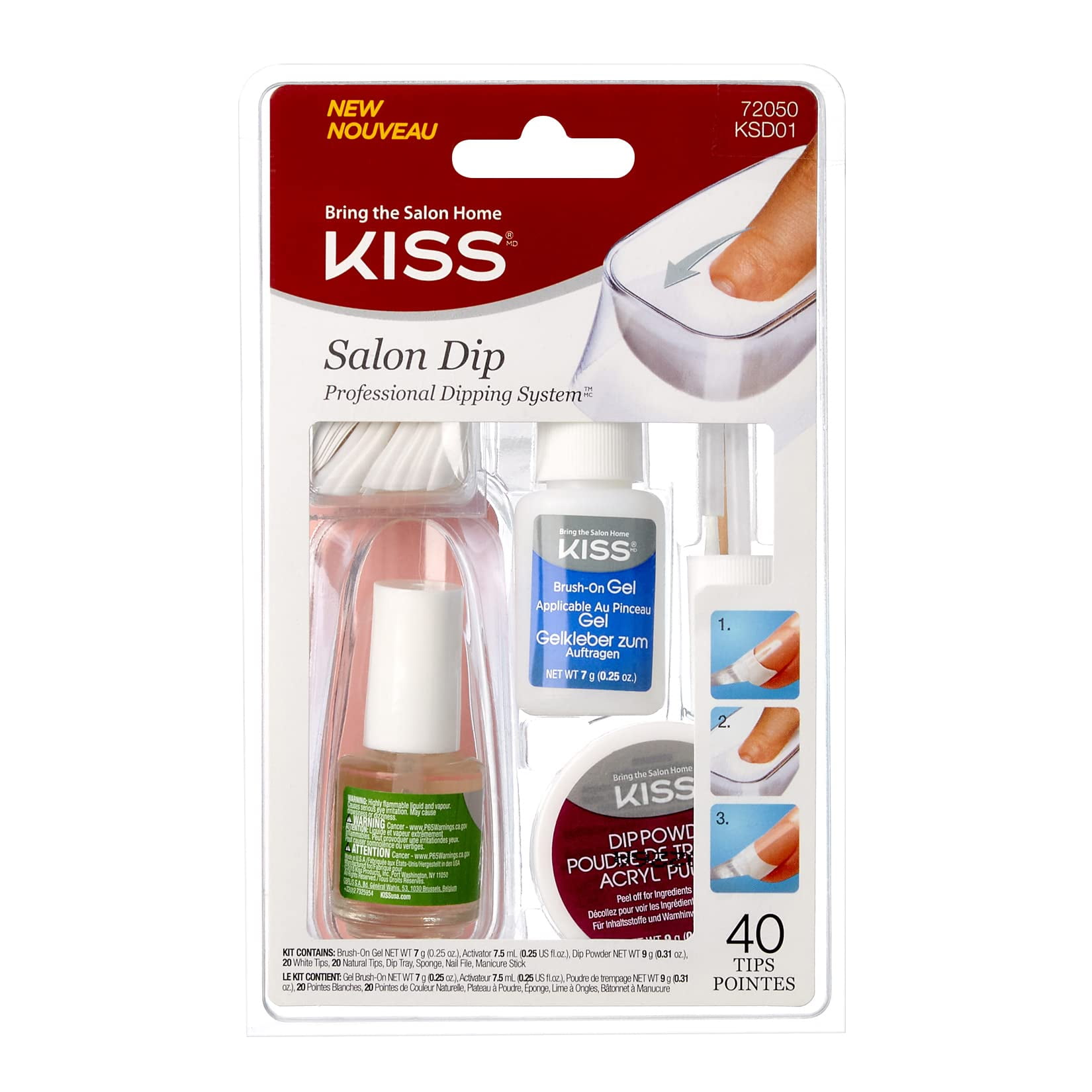 KISS Salon Dip Powder Nail Kit Professional Dipping System with Brush ...