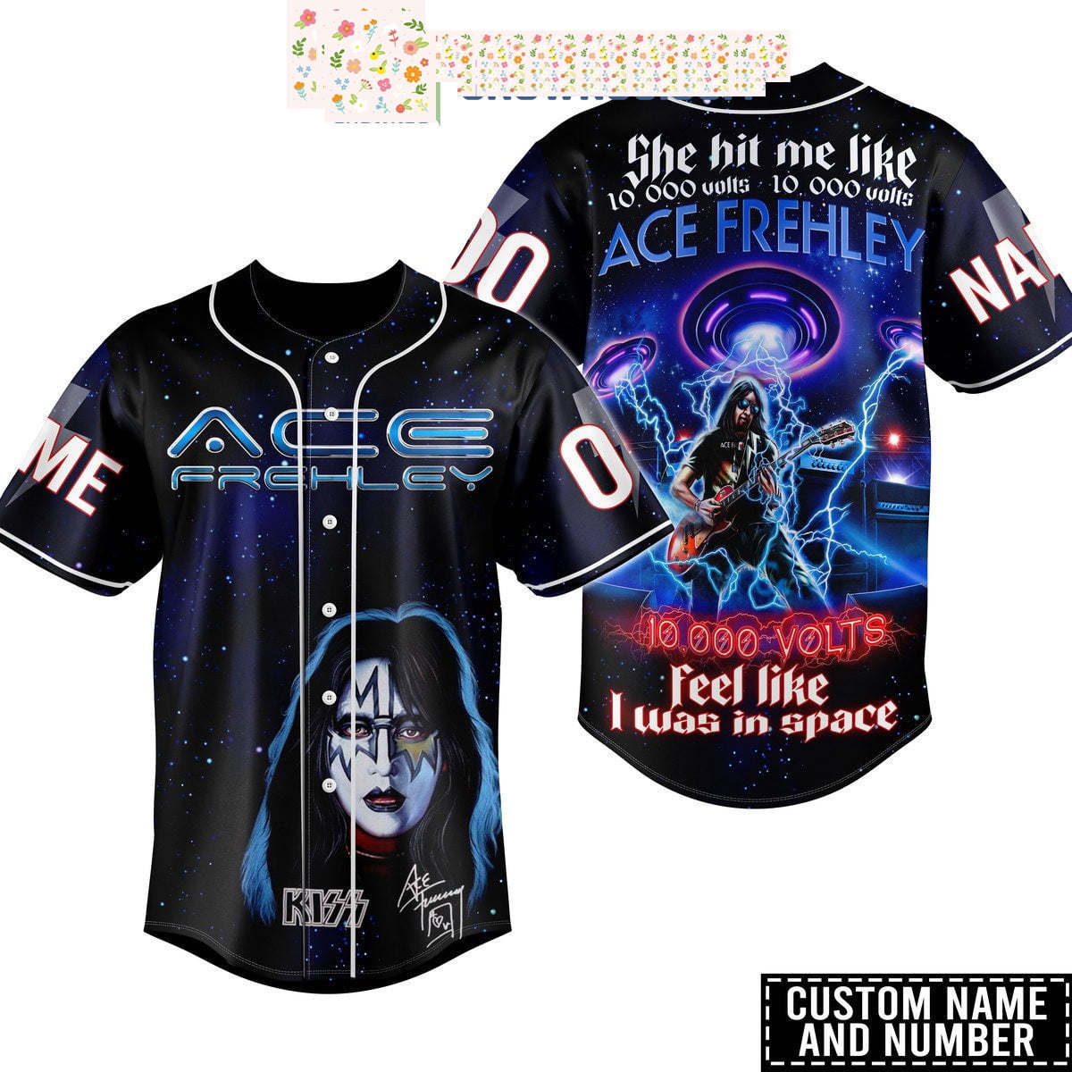 Kiss She Hit Me Like 10k Volts Ace Frehley Personalized Baseball Jersey ...