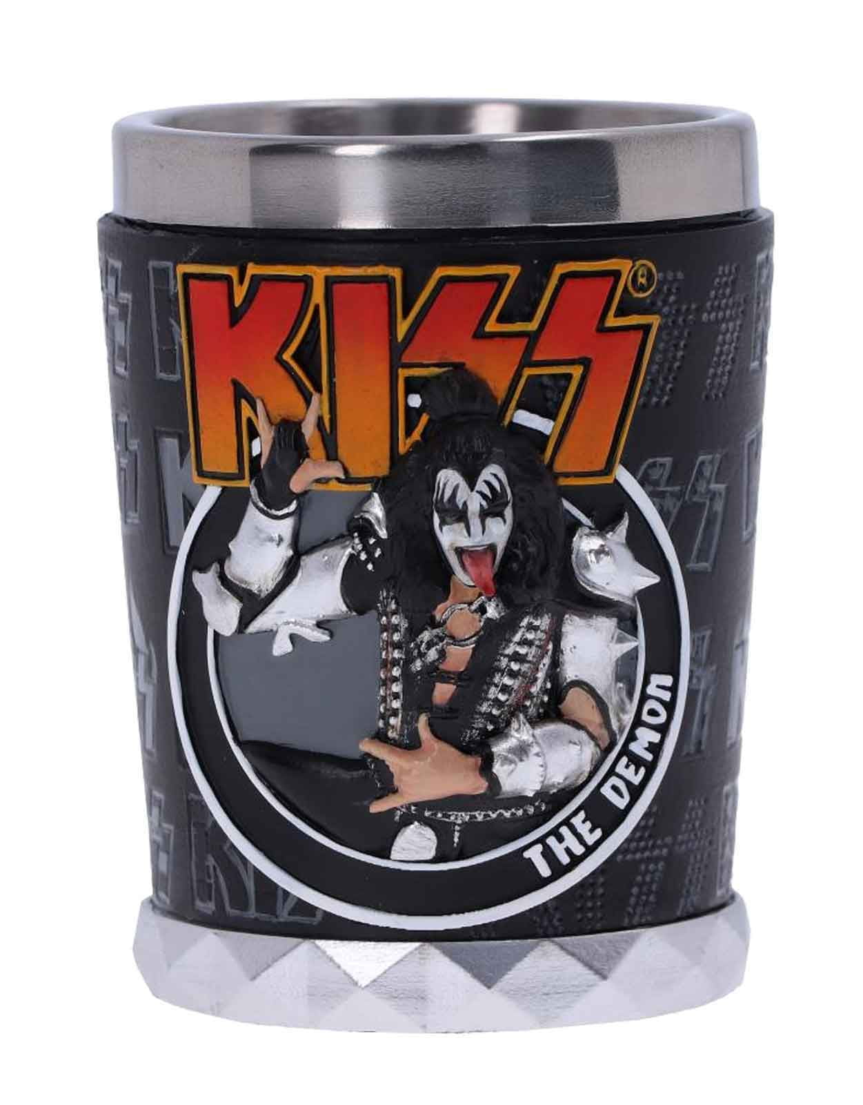 Kiss Shot Glass The Demon Band Logo new Official Flame Range Black ...