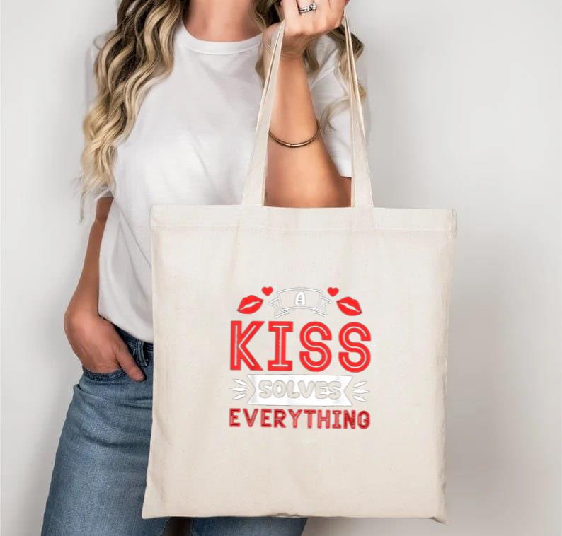 Kiss Solves Everything Funny Partners Kiss Love Couple, Romantic Gift ...