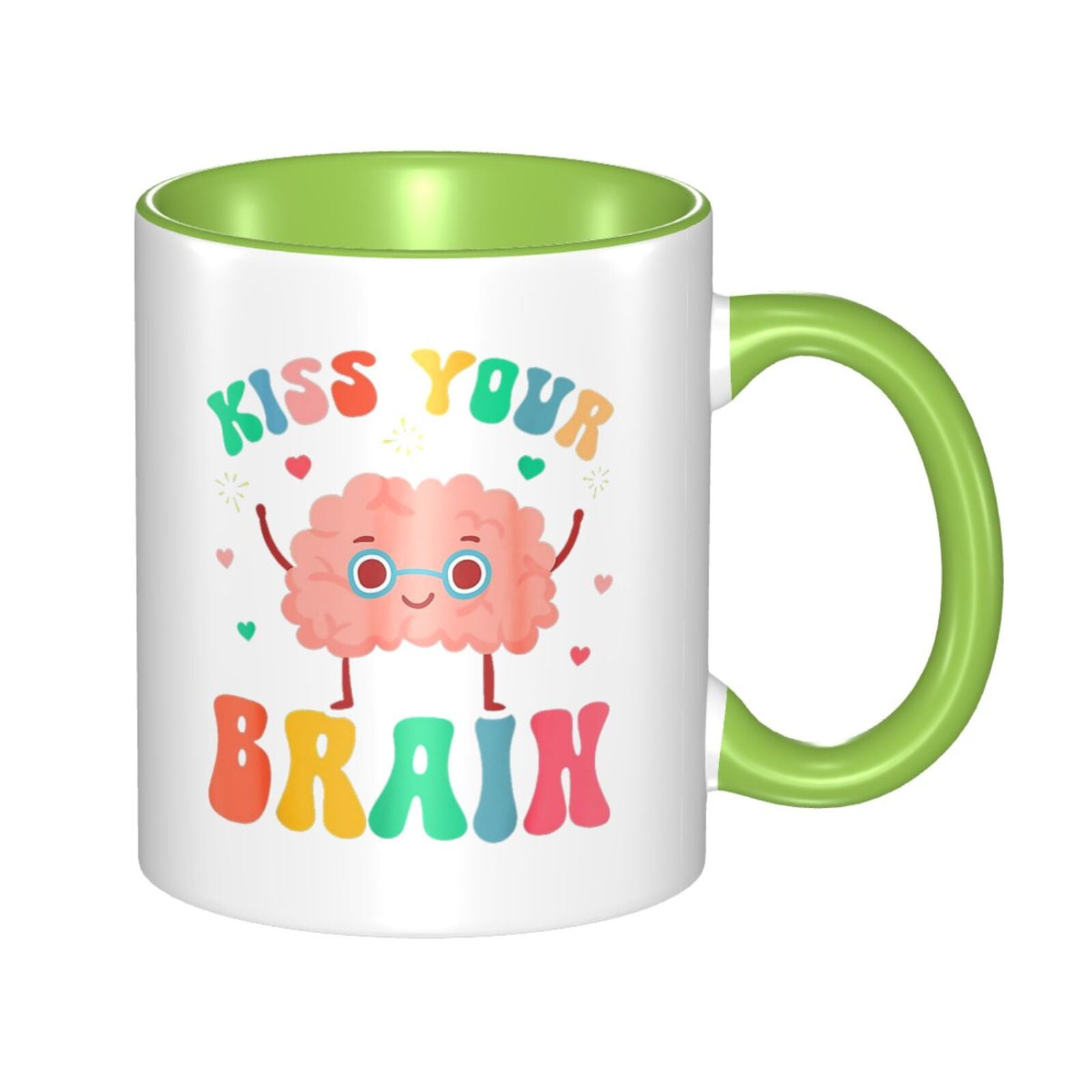 Kiss Your Brain Ceramic Coffee Mug 11 oz Classic Drinking Cups with ...