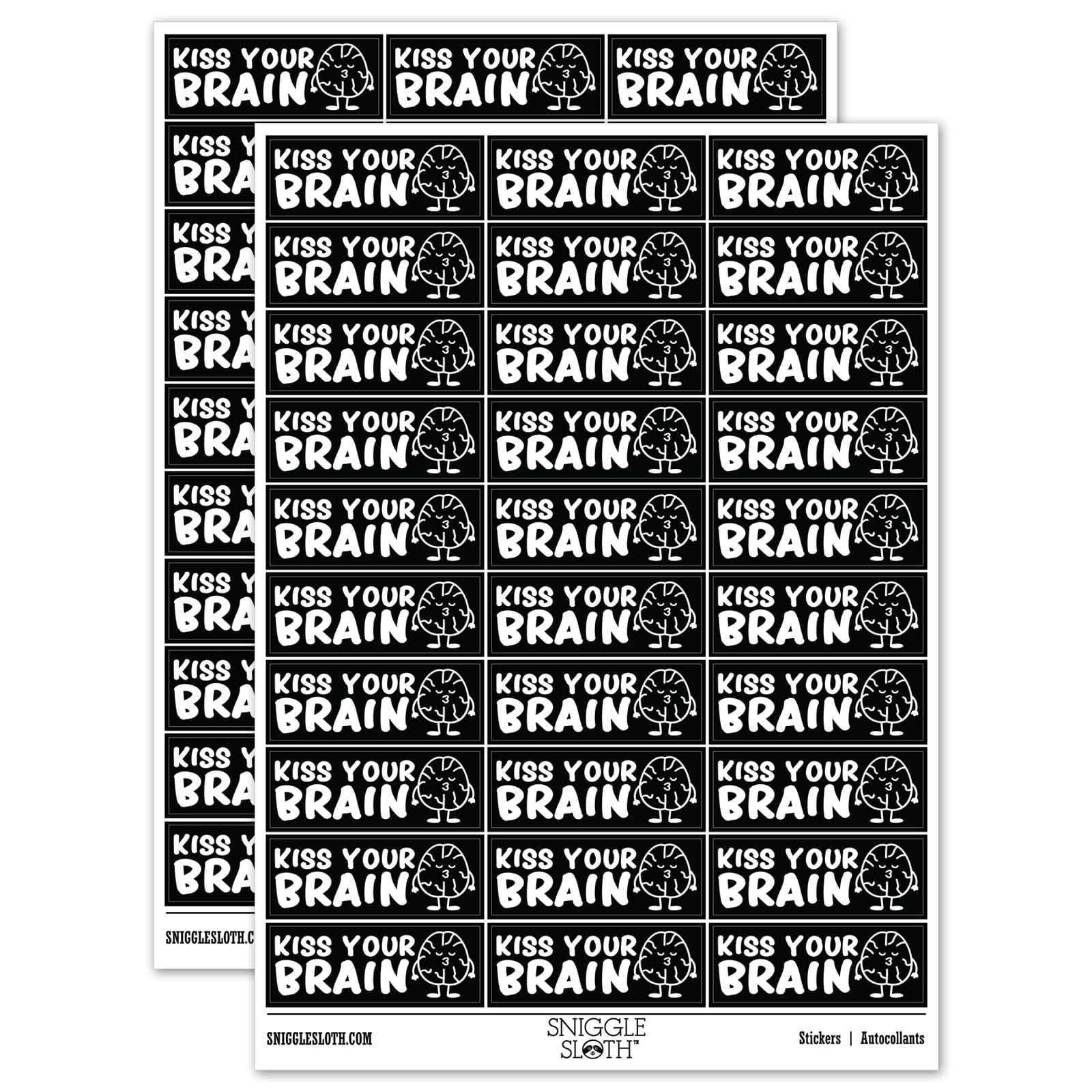 Kiss Your Brain Teacher Student School Sticker Set - Black - Gloss ...