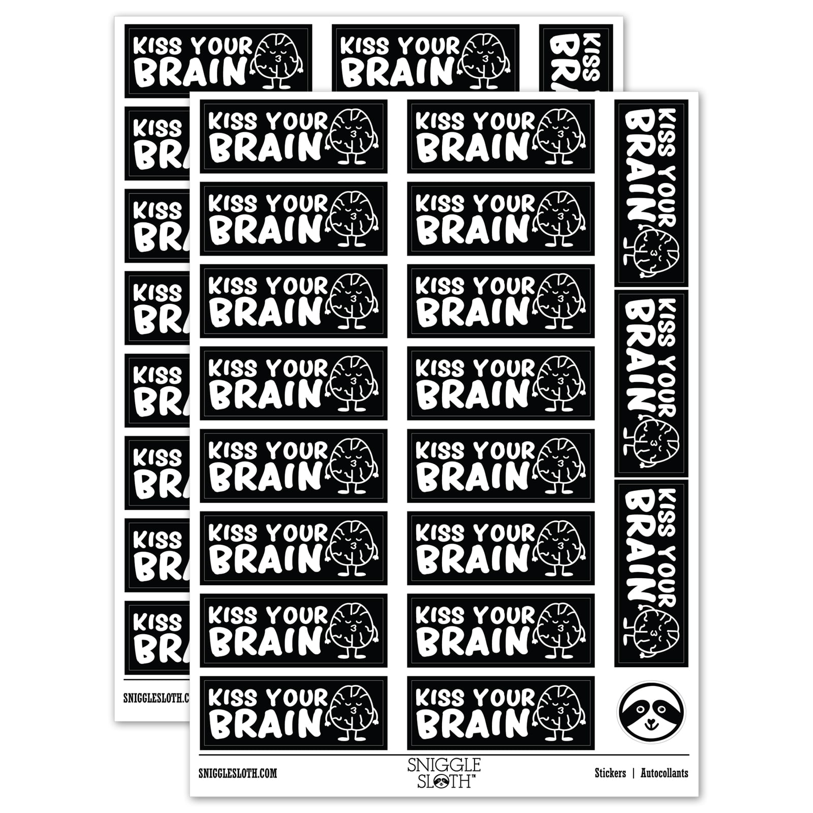 Kiss Your Brain Teacher Student School Sticker Set - Black - Gloss ...