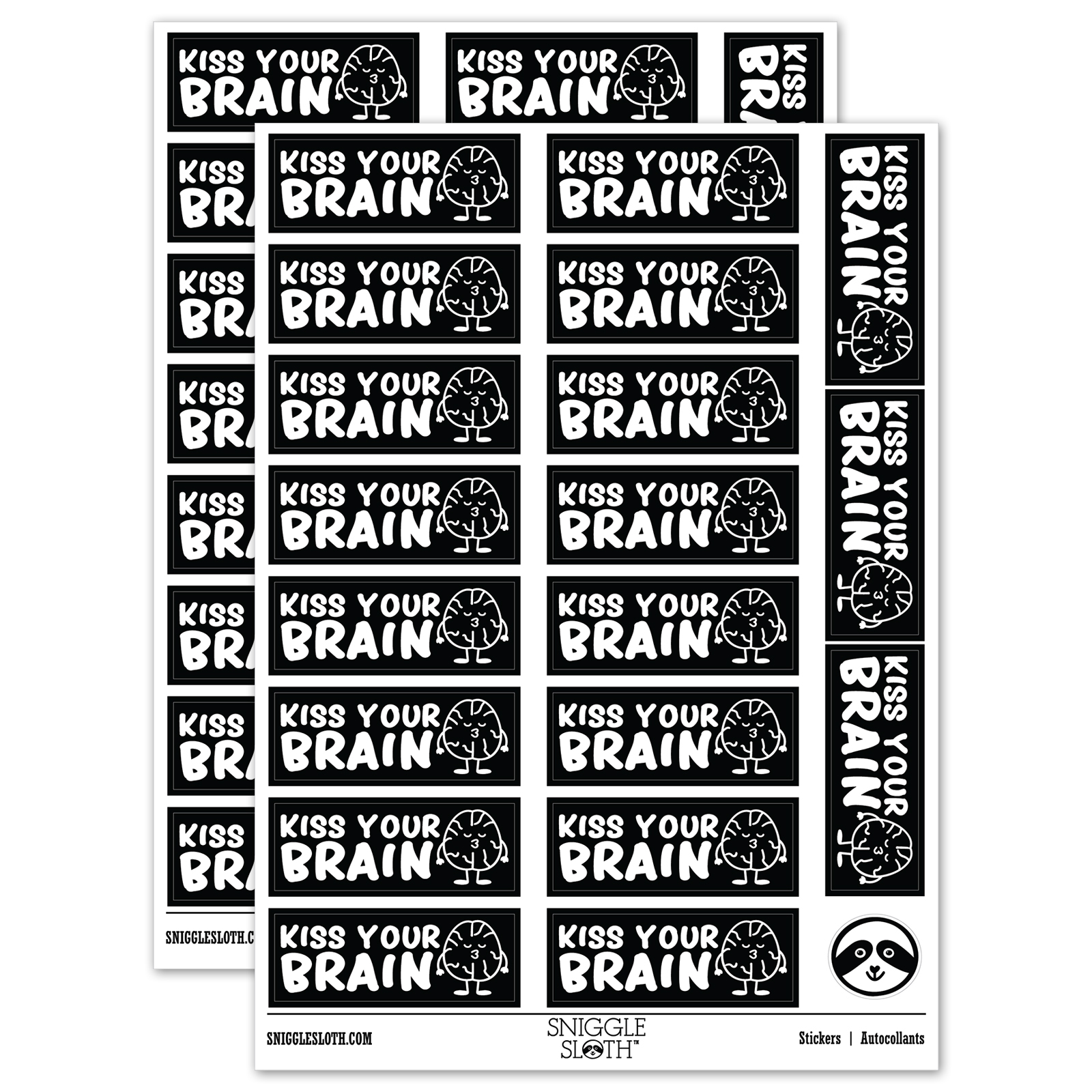 Kiss Your Brain Teacher Student School Sticker Set - Black - Matte ...