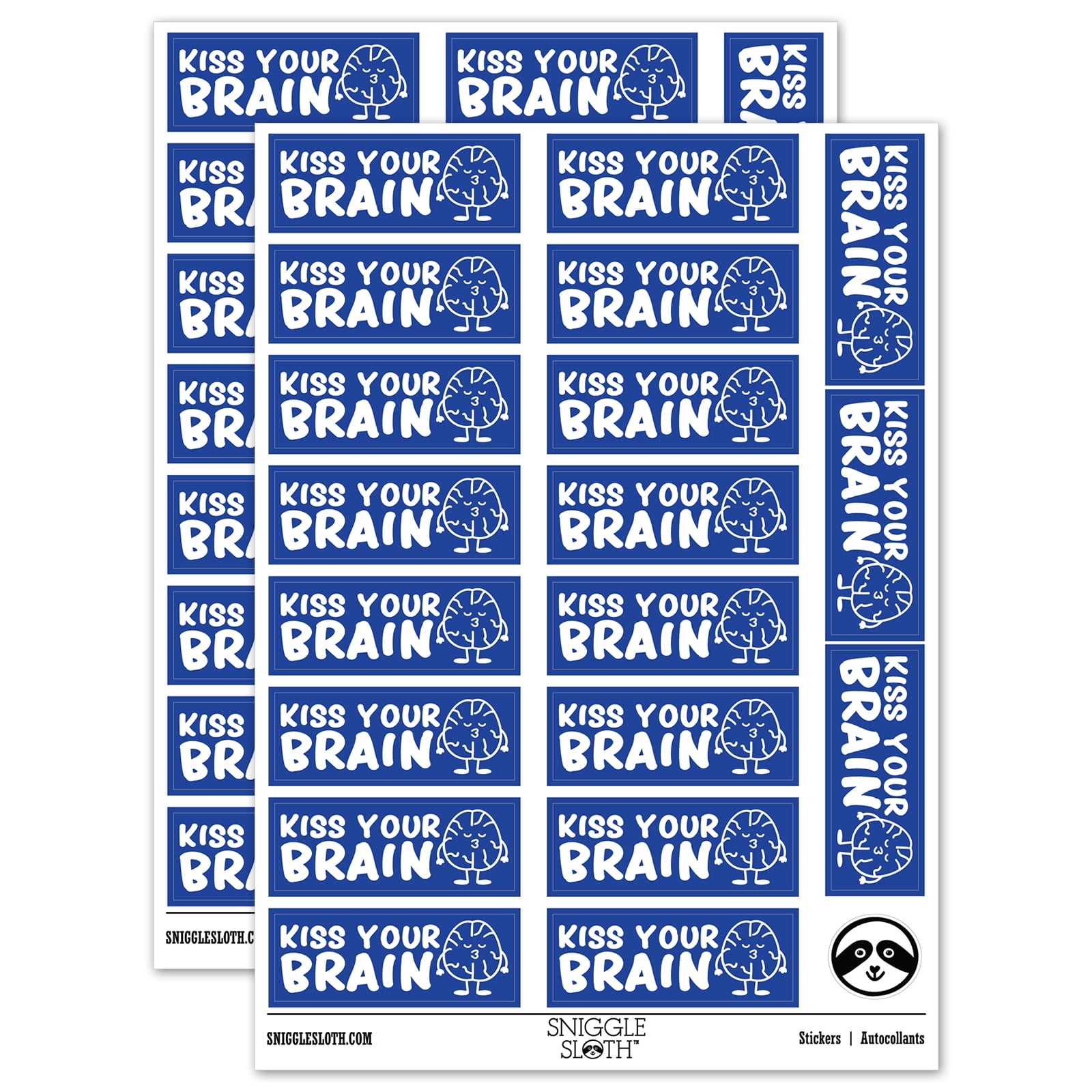 Kiss Your Brain Teacher Student School Sticker Set - Dark Blue - Gloss ...