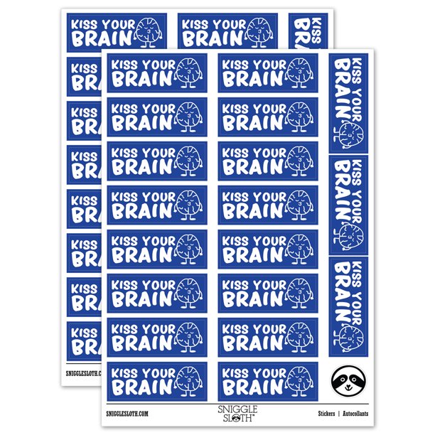 Kiss Your Brain Teacher Student School Sticker Set - Dark Blue - Matte ...