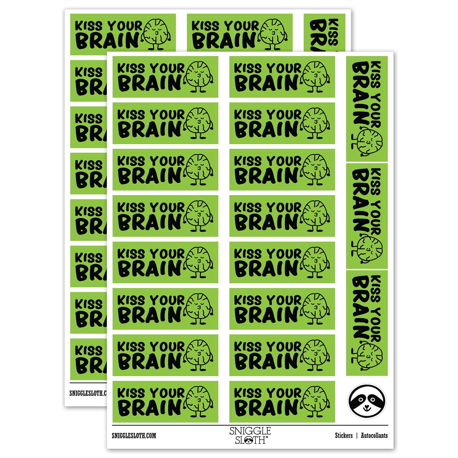 Kiss Your Brain Teacher Student School Sticker Set - Light Green ...