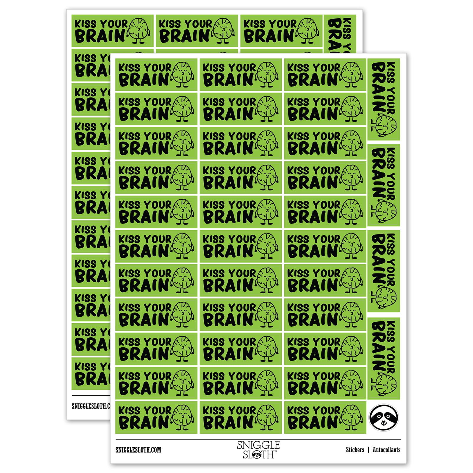 Kiss Your Brain Teacher Student School Sticker Set - Light Green ...