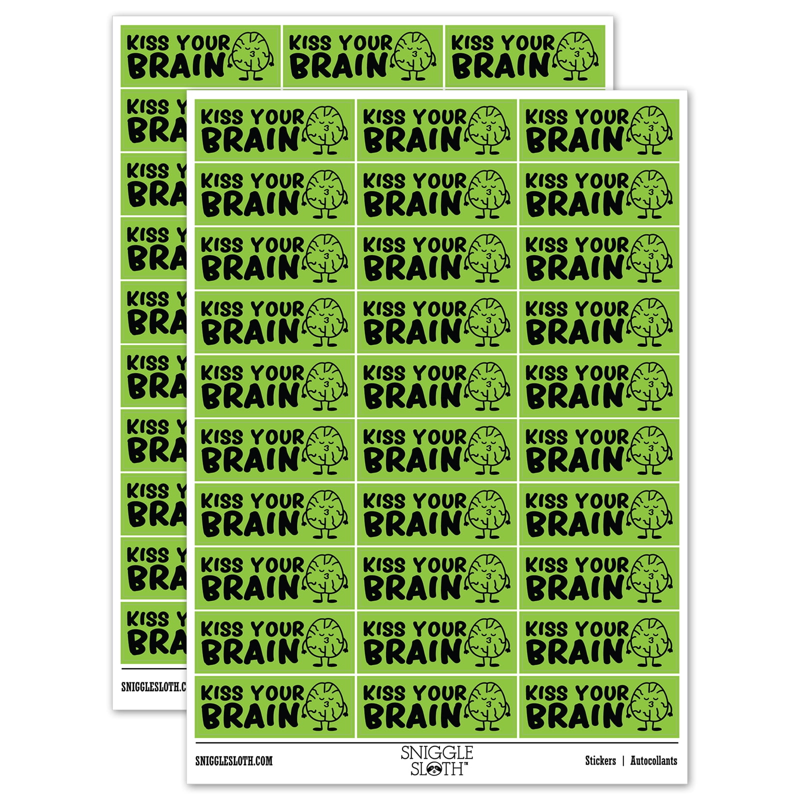 Kiss Your Brain Teacher Student School Sticker Set - Light Green ...