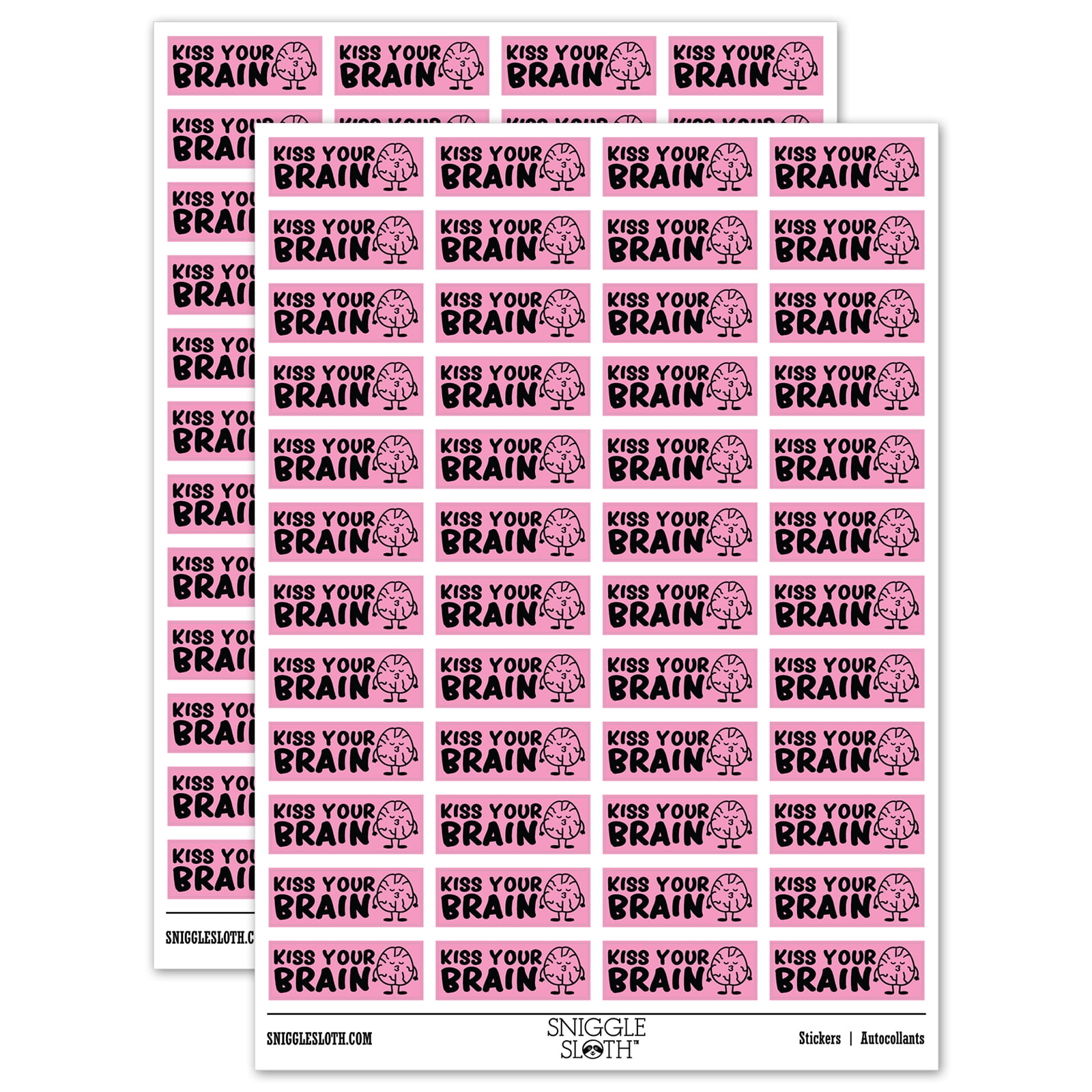 Kiss Your Brain Teacher Student School Sticker Set - Light Pink - Gloss ...