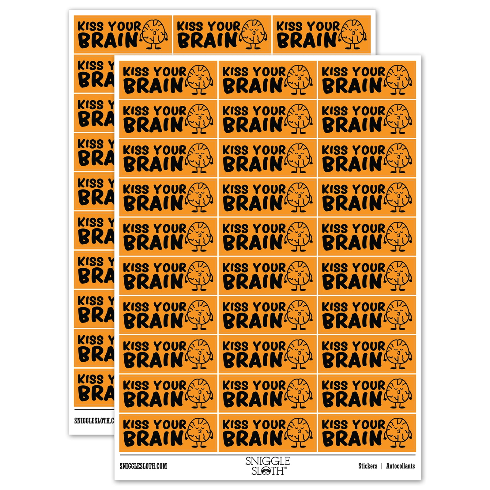 Kiss Your Brain Teacher Student School Sticker Set - Orange - Matte ...