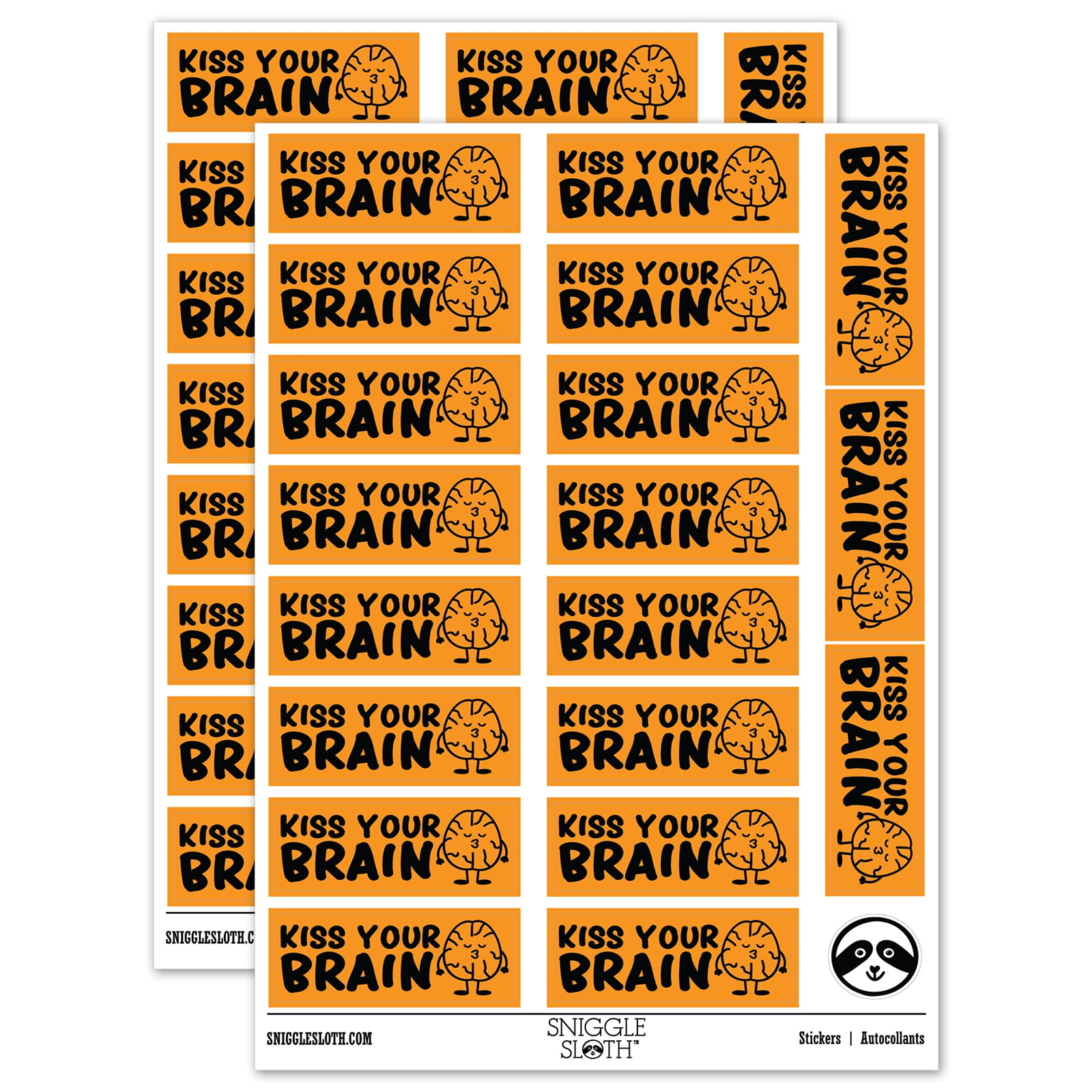 Kiss Your Brain Teacher Student School Sticker Set - Orange - Matte ...