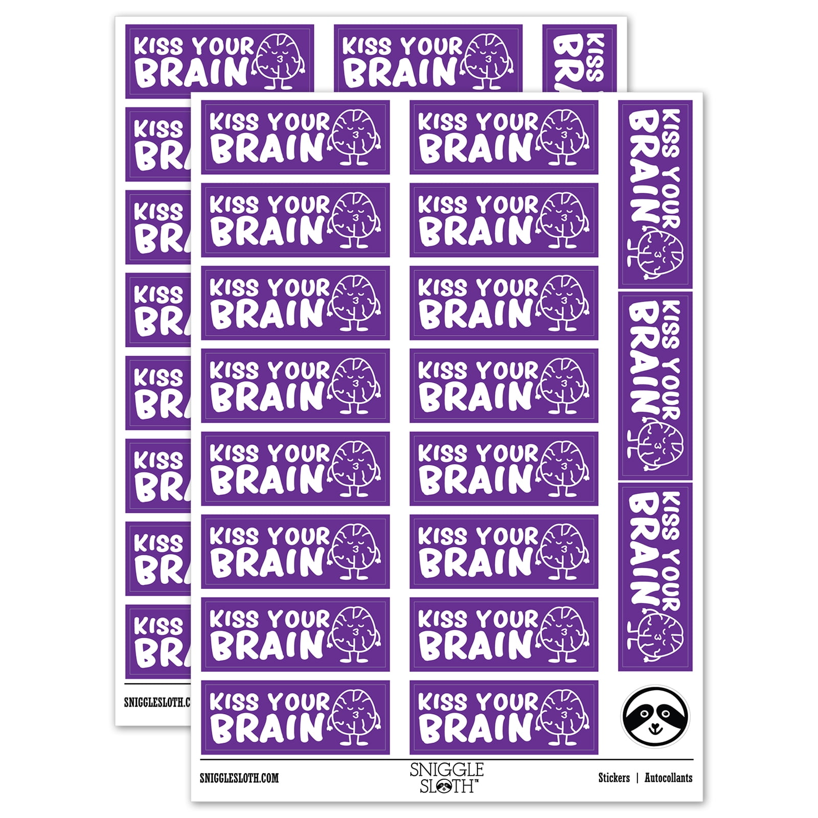Kiss Your Brain Teacher Student School Sticker Set - Purple - Matte ...