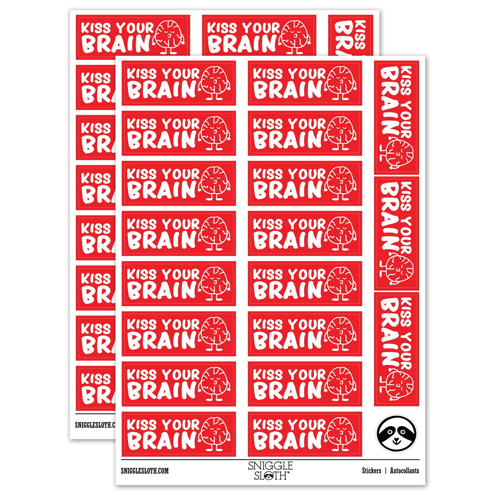Kiss Your Brain Teacher Student School Sticker Set - Red - Gloss Finish ...