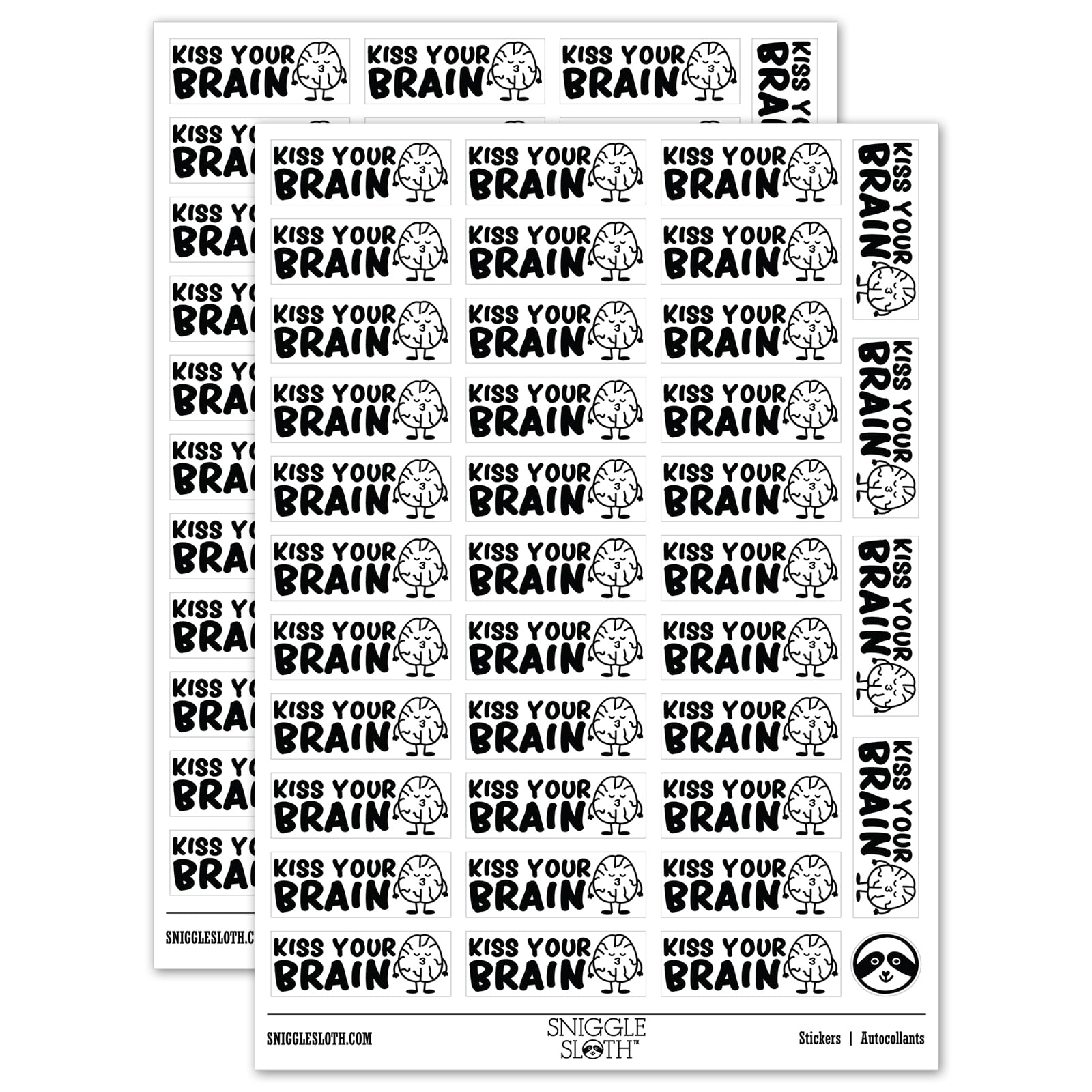 Kiss Your Brain Teacher Student School Sticker Set - White - Gloss ...