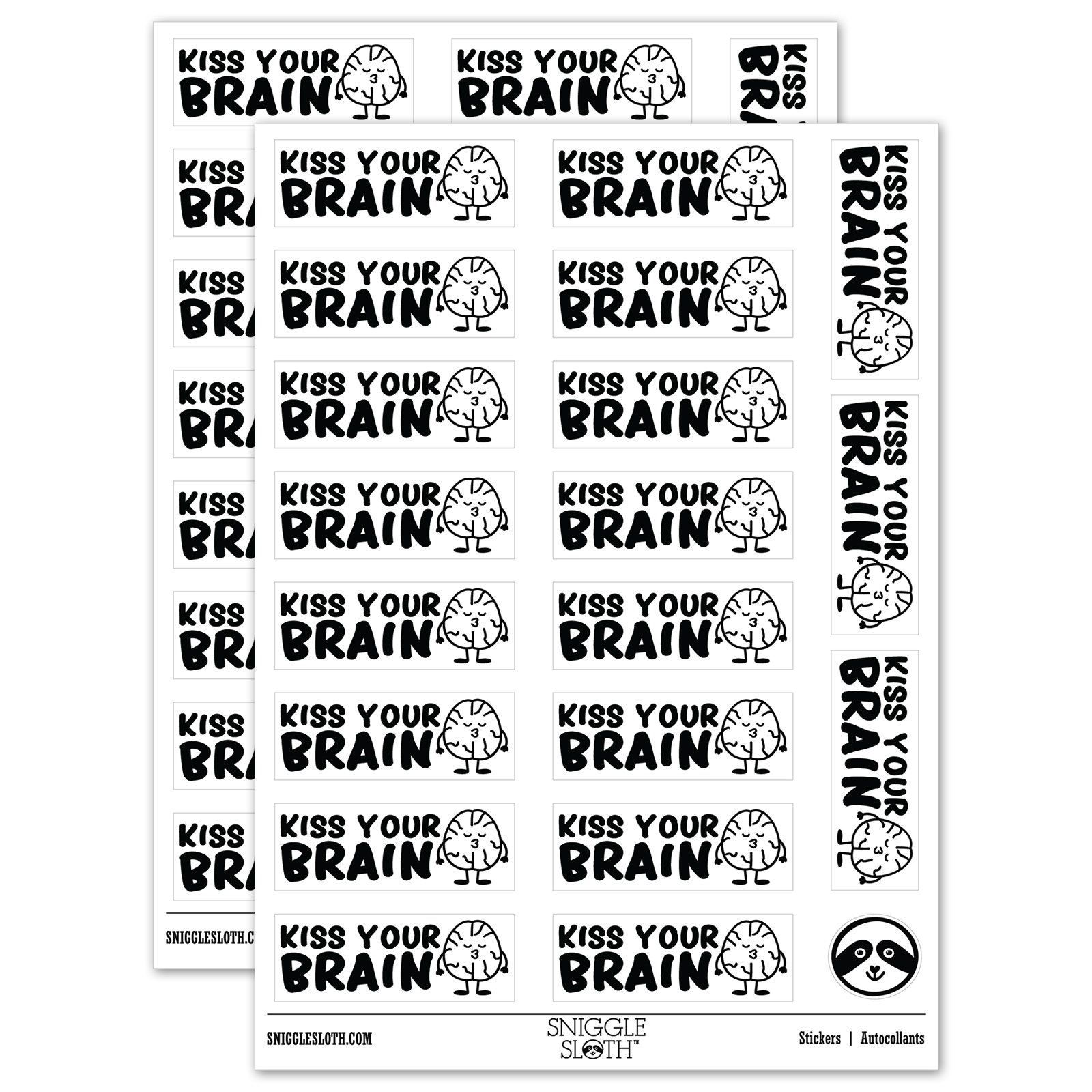 Kiss Your Brain Teacher Student School Sticker Set - White - Gloss ...