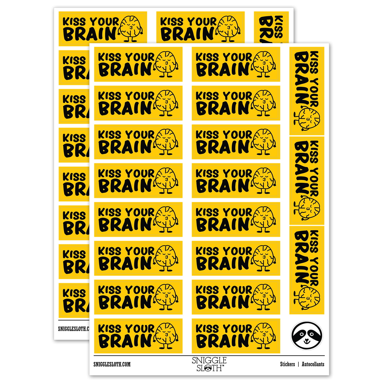 Kiss Your Brain Teacher Student School Sticker Set - Yellow - Gloss ...