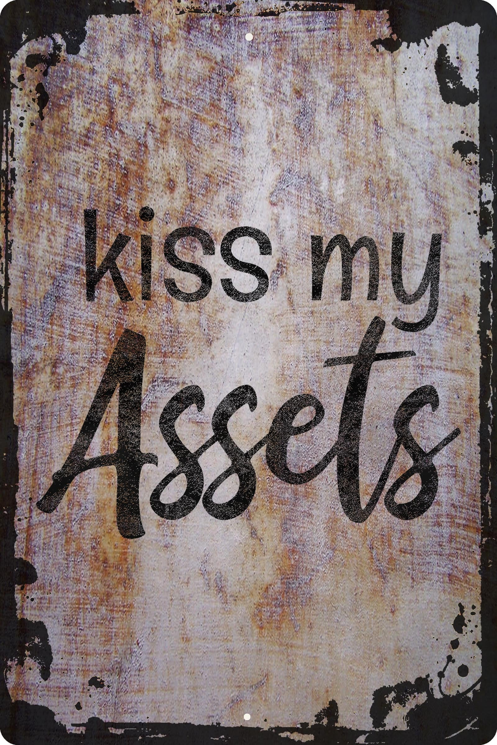 Kiss my assets funny Beige Wall Art Decor Funny Gift 12 x 18 Inch ...