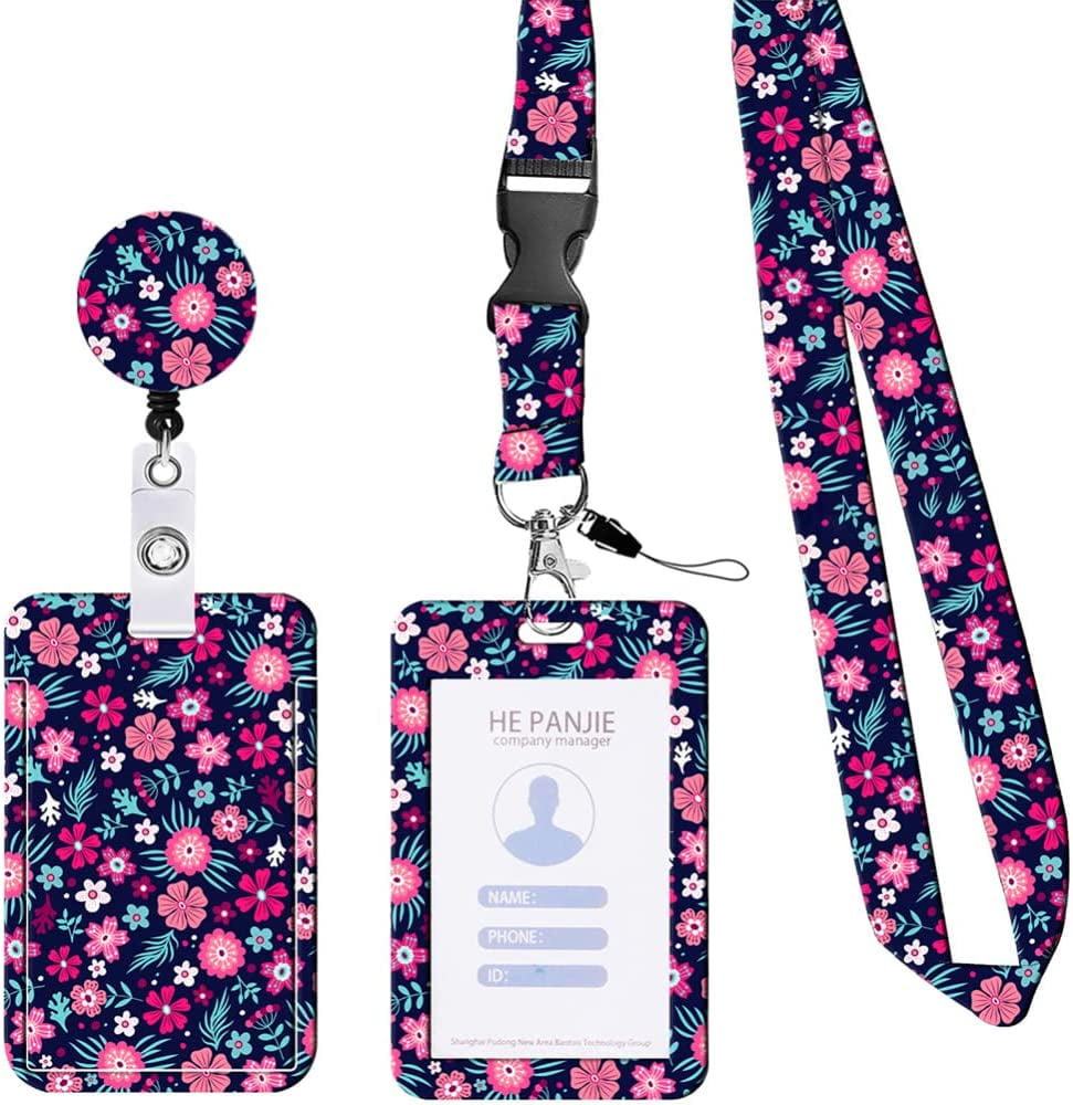 KissDate ID card holder with floral printed shoelaces, featuring an ...