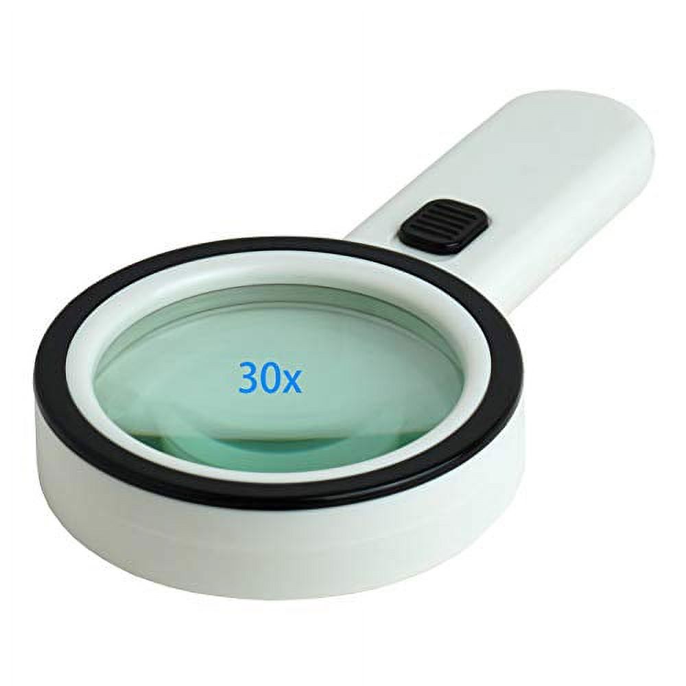KissDate Lamp magnifying glass, 30X handheld magnifying glass, 12 LED ...
