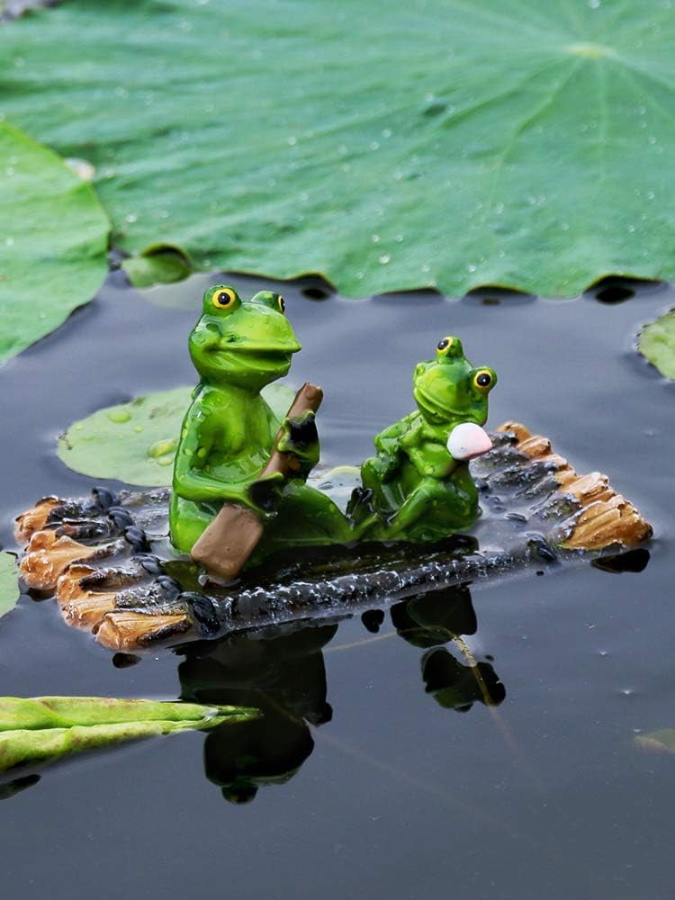 KissDate The Frog Garden Statue, Water Floating Pond Decoration, Cute ...