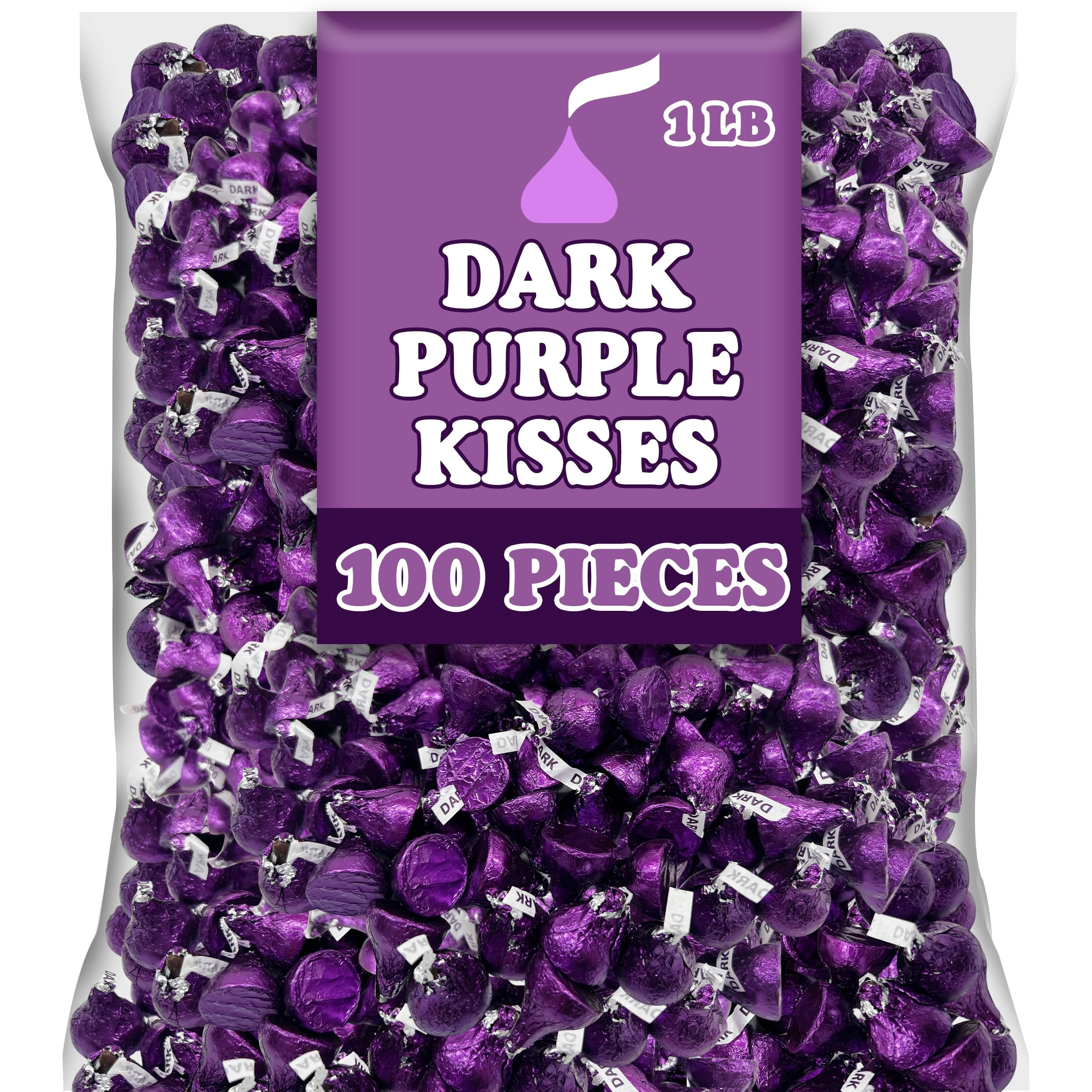 Kisses Special Dark Chocolate KEF28 Bulk, 1 Lbs, Purple Kisses, Mildly ...