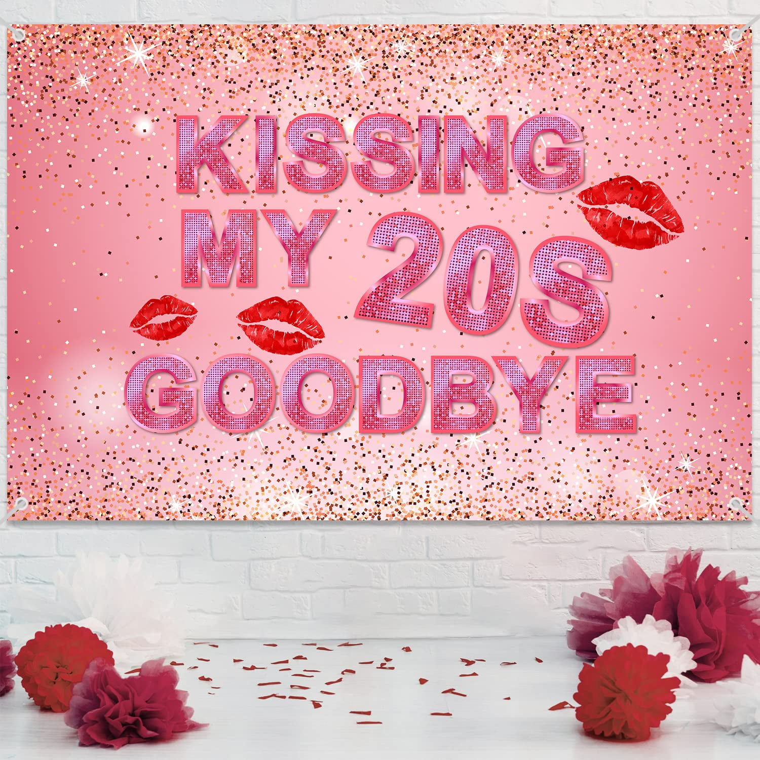 Kissing My 20s FEV6 Goodbye 30th Birthday Backdrop Banner Decorations ...