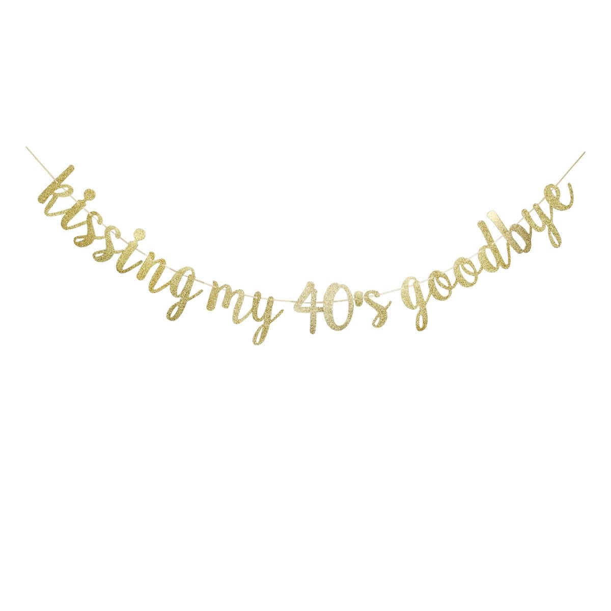Kissing My 40s AJH3 Goodbye Banner, Gold Glitter Paper Sign For 50th ...