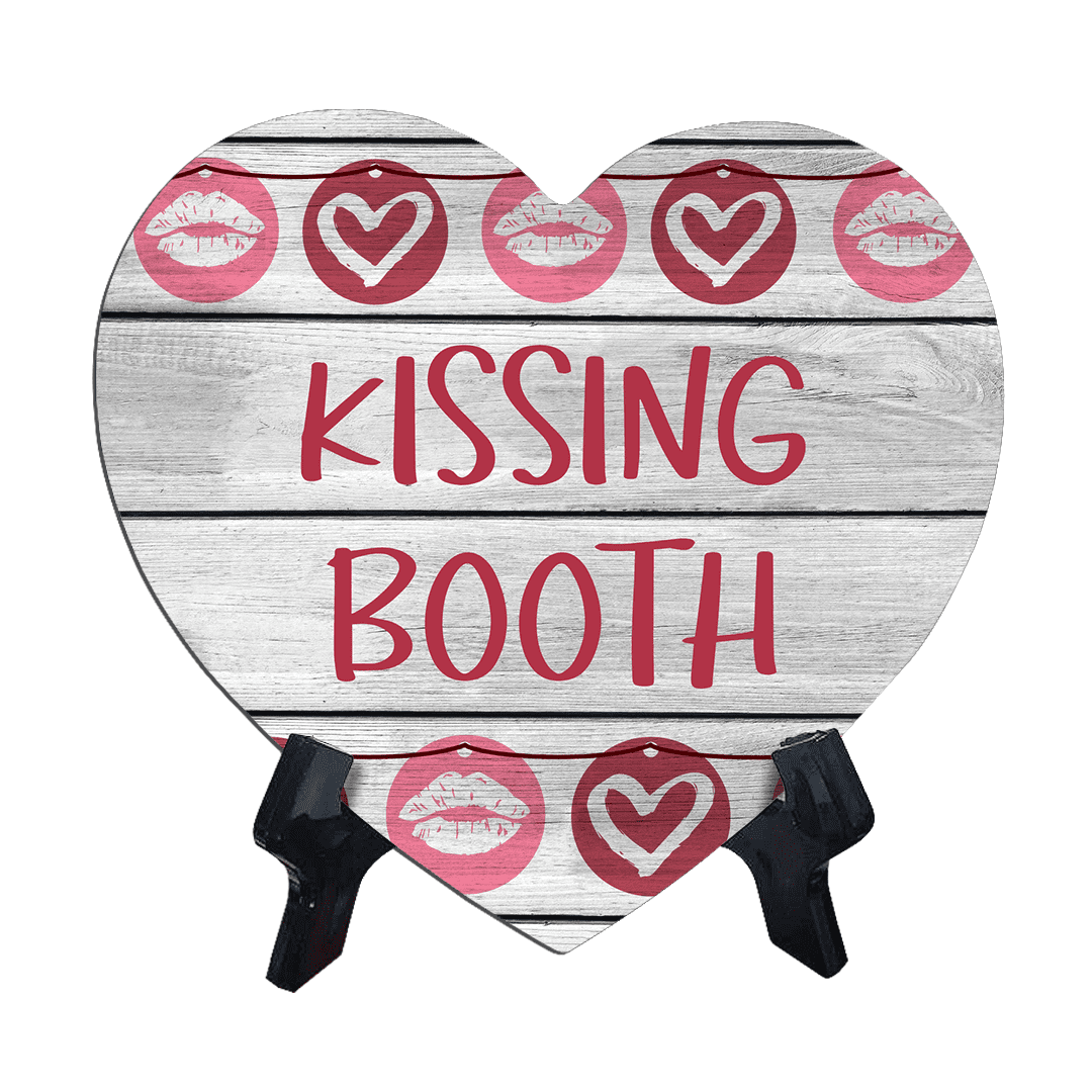Kissing Booth Heart Shape Table Sign (6x5.4) | Loving Anniversary Table ...