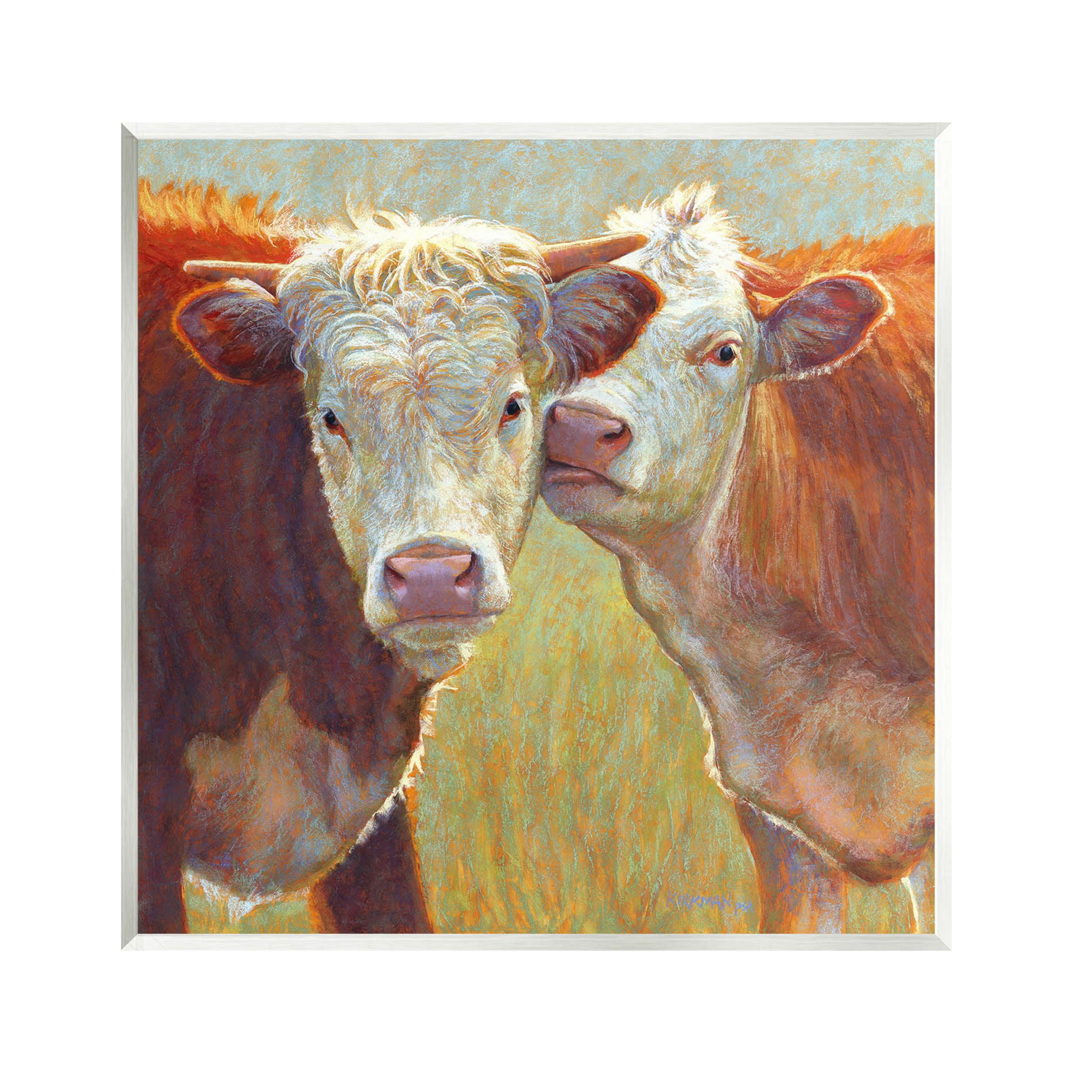 Kissing Cows Farm Animals Art Print - Lithograph - 12x12 Inches ...