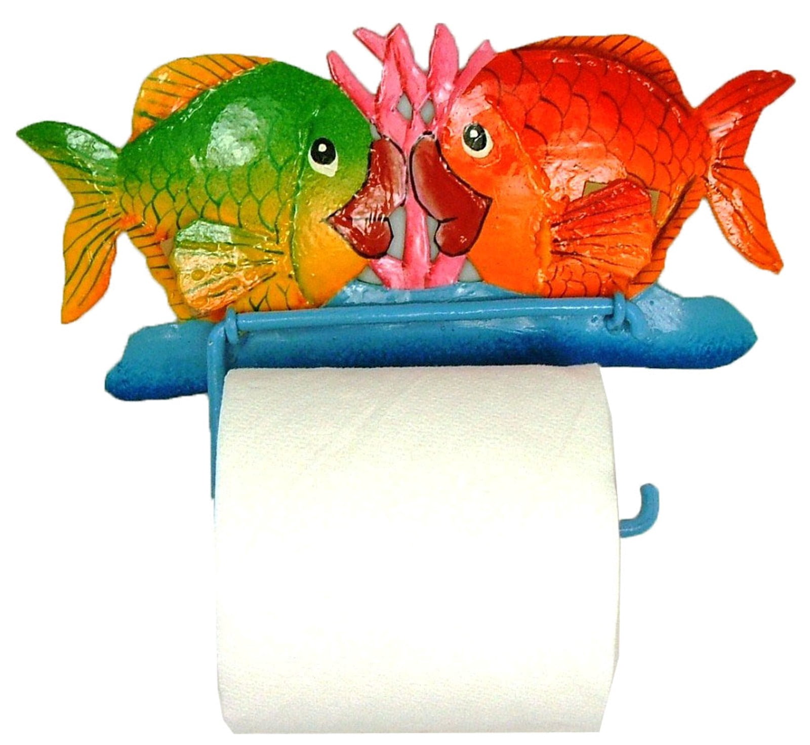 Kissing Fish Bath Toilet Paper TP Tissue Holder Haitian Metal Art ...