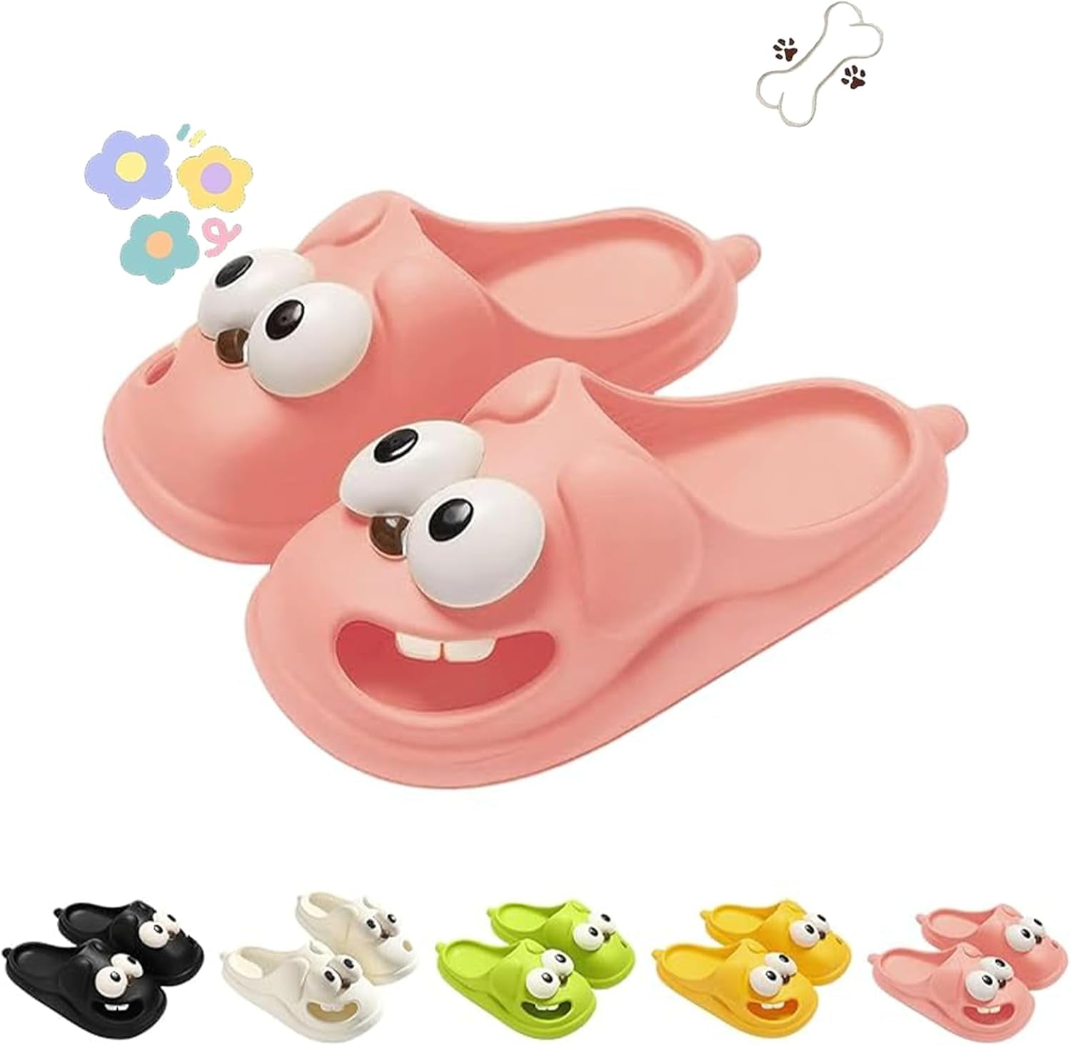 Kissing Slippers, 3D Big Eye Dog Fun Cartoon Package Head Eva Slippers ...