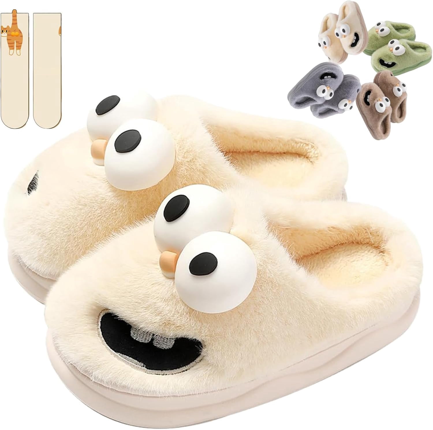 Kissing Slippers 3D Cute Big-Eyed Dog Couple Slippers, Funny Cartoon ...