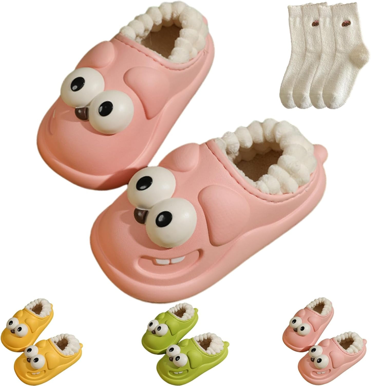 Kissing Solemate Slippers For Couples, 3D Big Eye Dog Funny Cartoon ...