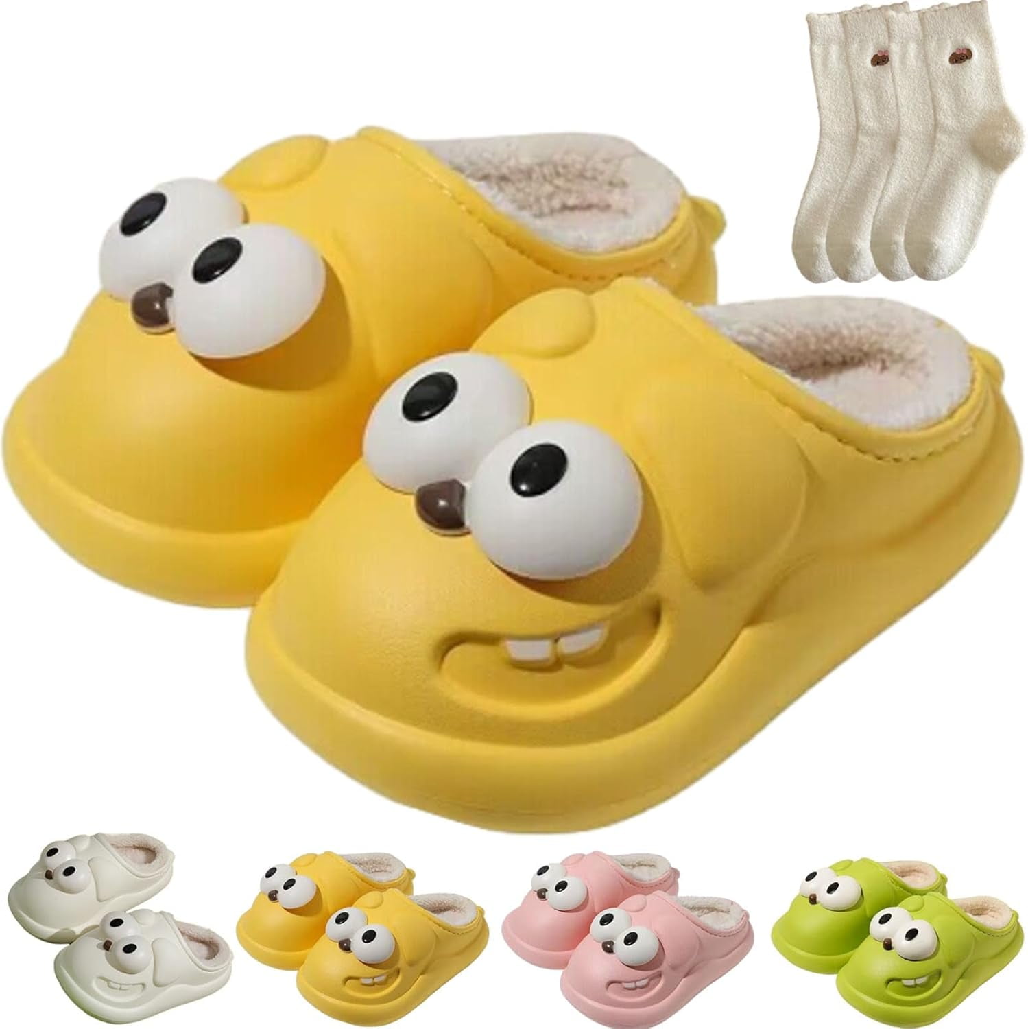 Kissing Solemate Slippers For Couples, 3D Big Eye Dog Funny Cartoon ...