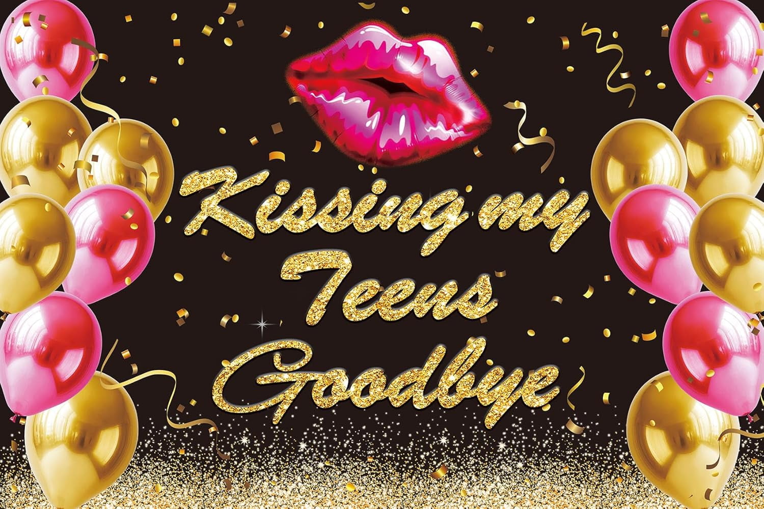 Kissing My Teens Goodbye 20th Birthday Banner Backdrop Decorations Red ...