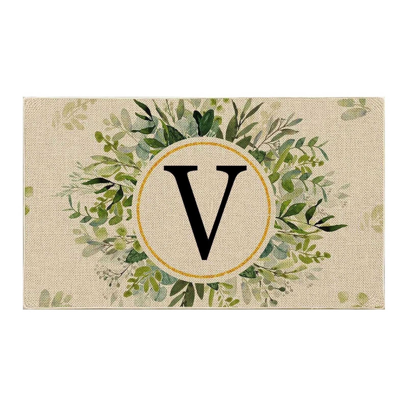 Kissshow Letters Doormats Front Door Floral Decor Initials Doormats ...