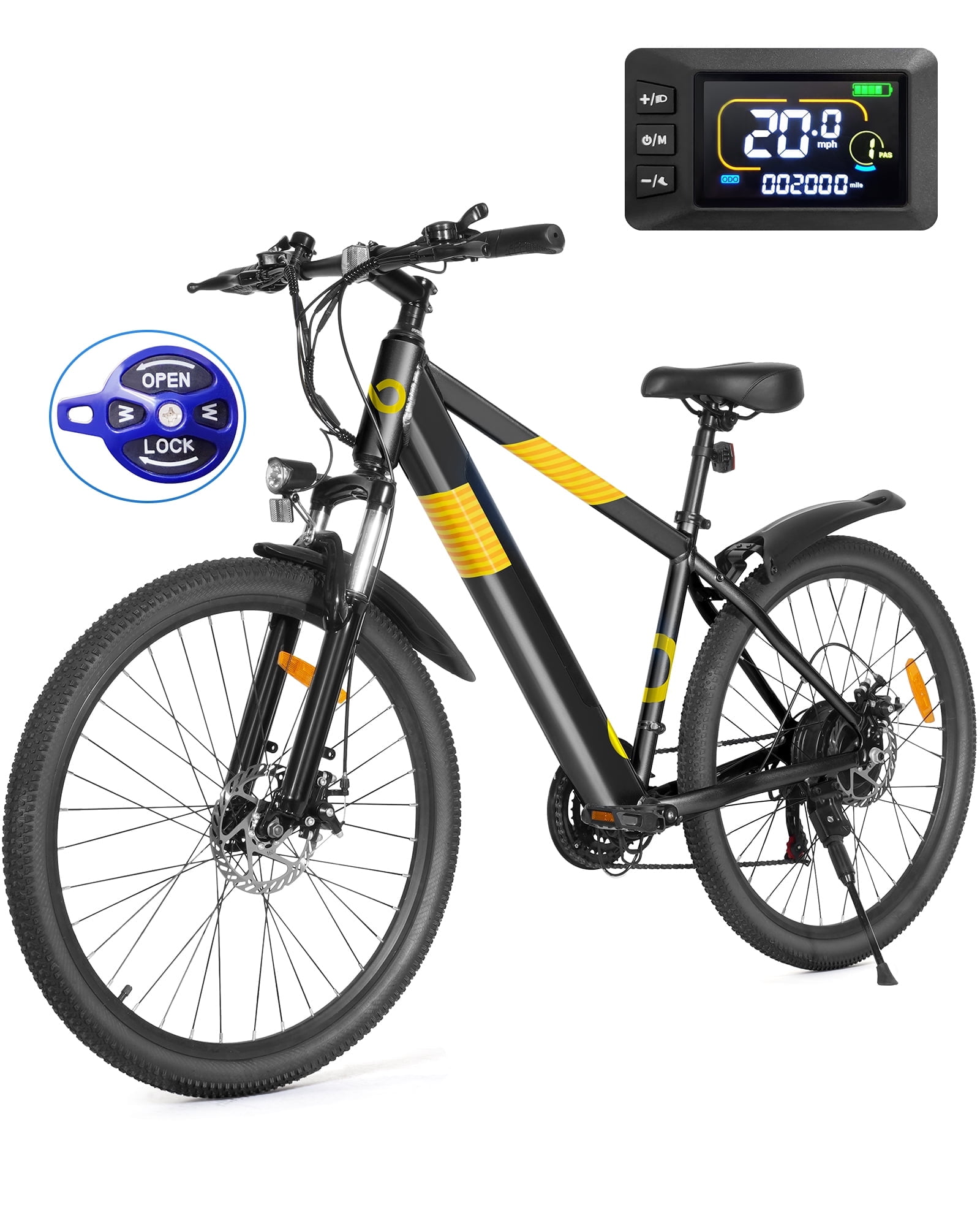 Kistp 550W Electric Bike 26" Electric Mountain Bike for Adults, 48V Built-in Hidden Removable ...
