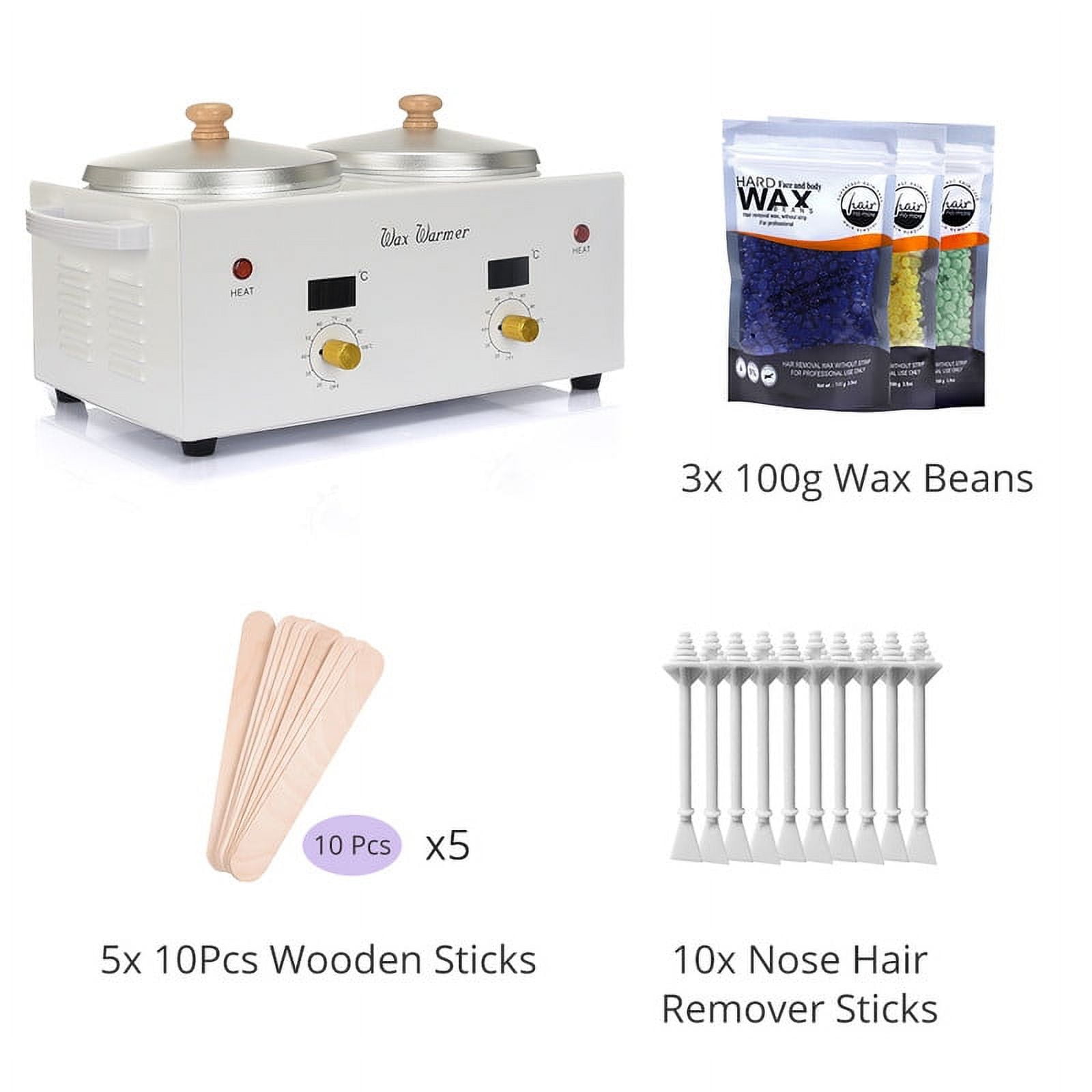 Kit - 1.2L Double Portable Wax Warmer for Hair Removal, Hard Wax Kit ...